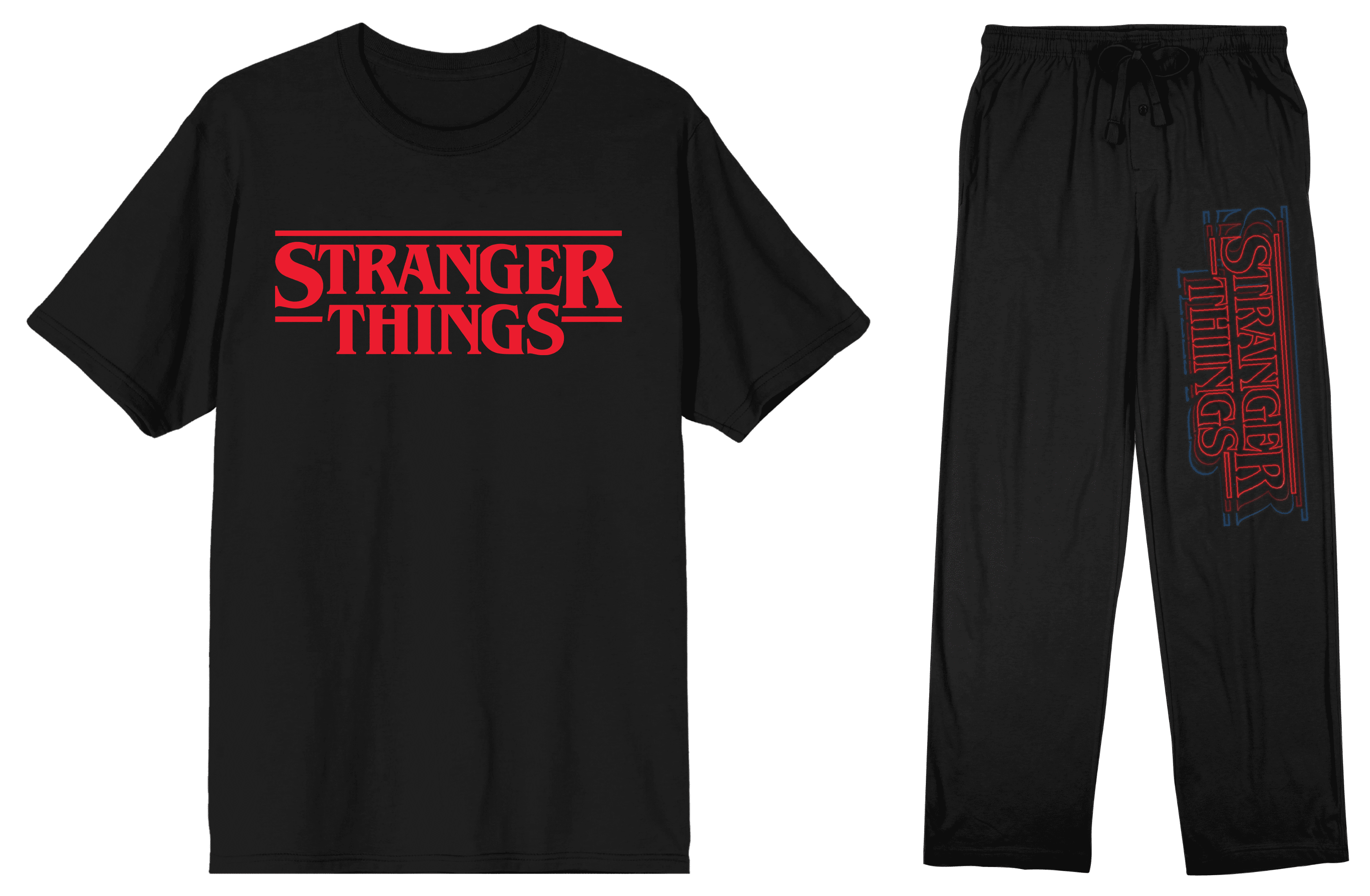 Stranger Things Adult Black T-Shirt and Black Sleep Pajama Pant Set-XL ...