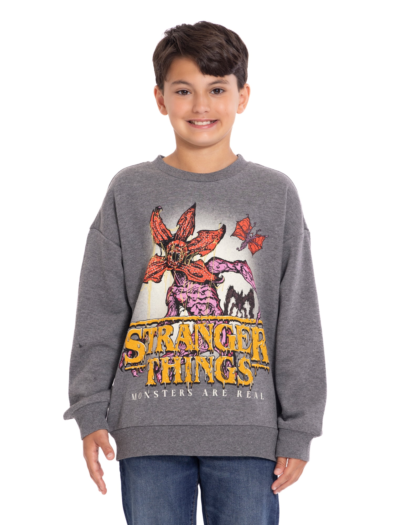 Stranger Things Boys Long Sleeve Halloween Graphic Crewneck Sweatshirt ...