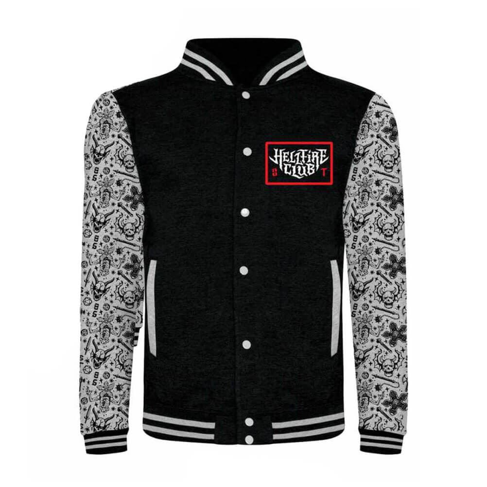 Stranger Things Hellfire Club Cotton-Polyester Material Black Varsity ...