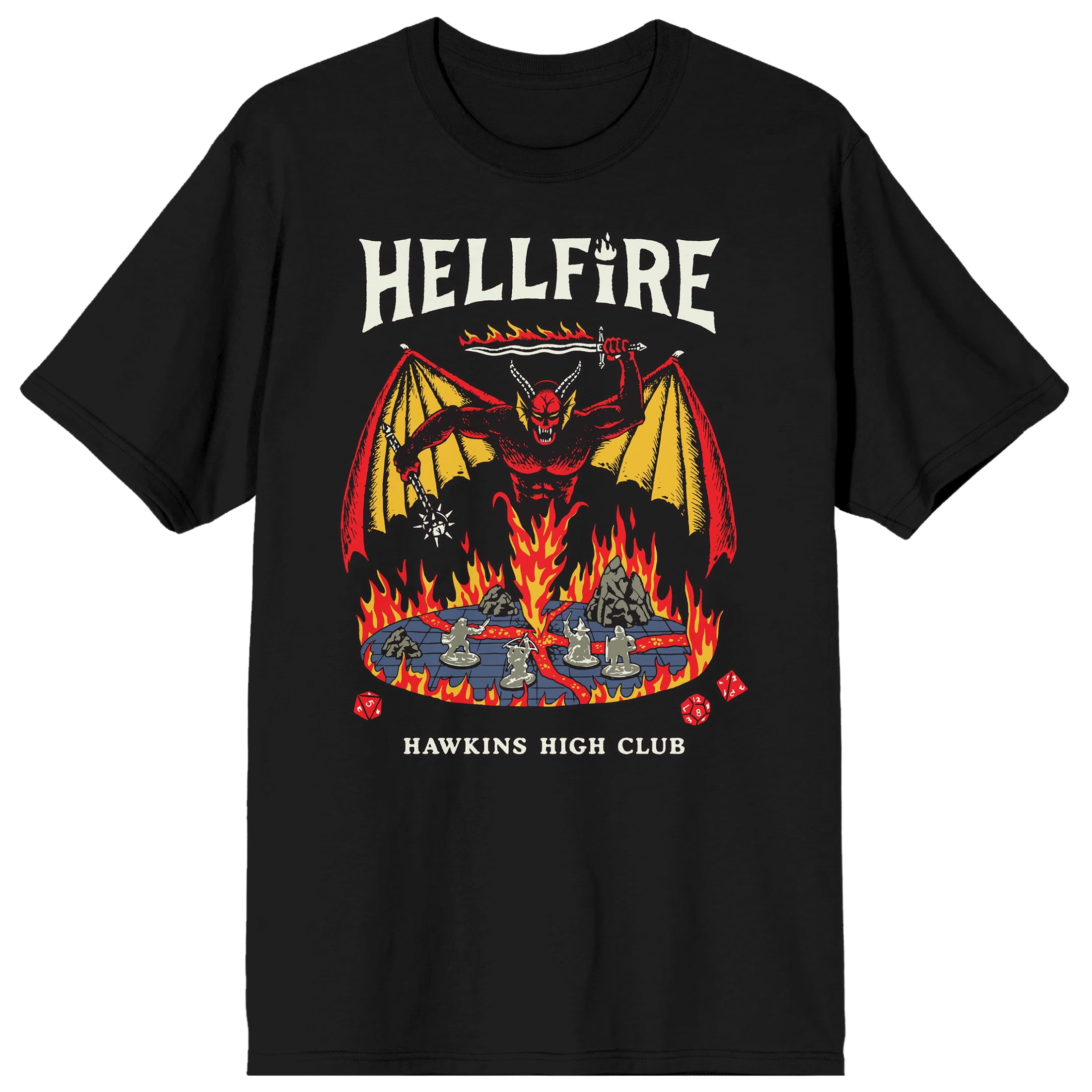 Stranger Things Hellfire Hawking High Club Men's Black Short Sleeve Tee ...