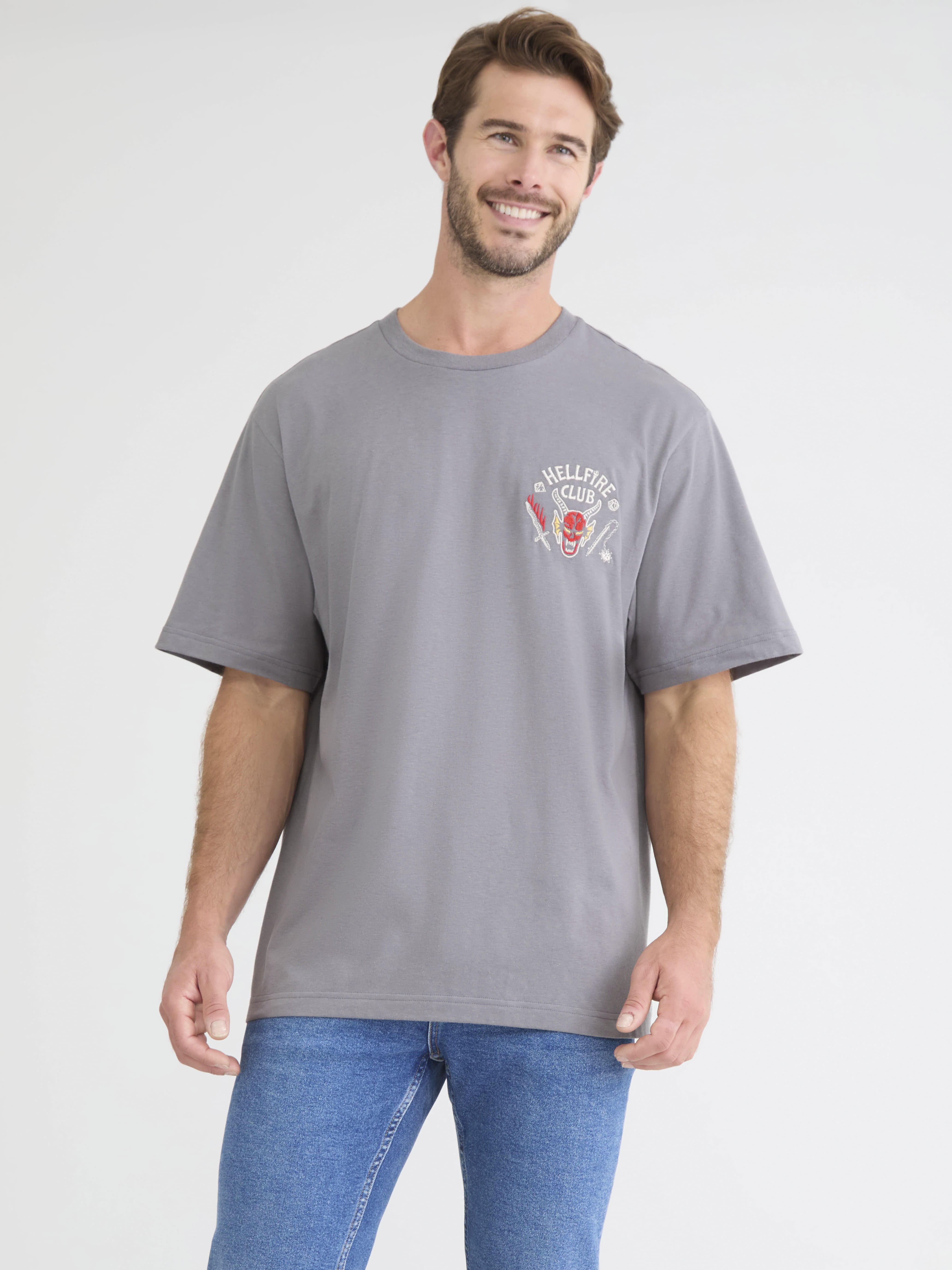 Netflix Stranger Things Hellfire Club Men's & Big Men's Drop Shoulder ...