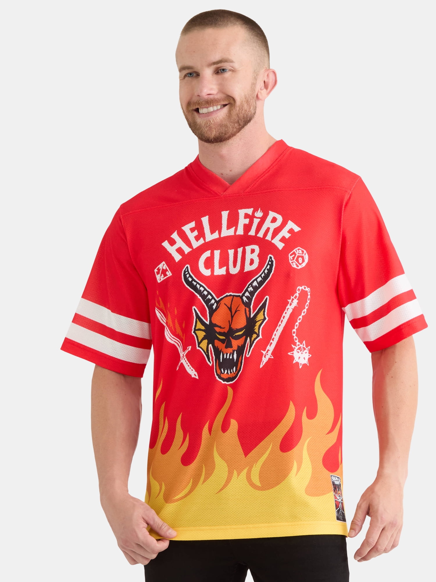 Stranger Things Men's and Big Men's Front Back Graphic Football Jersey ...