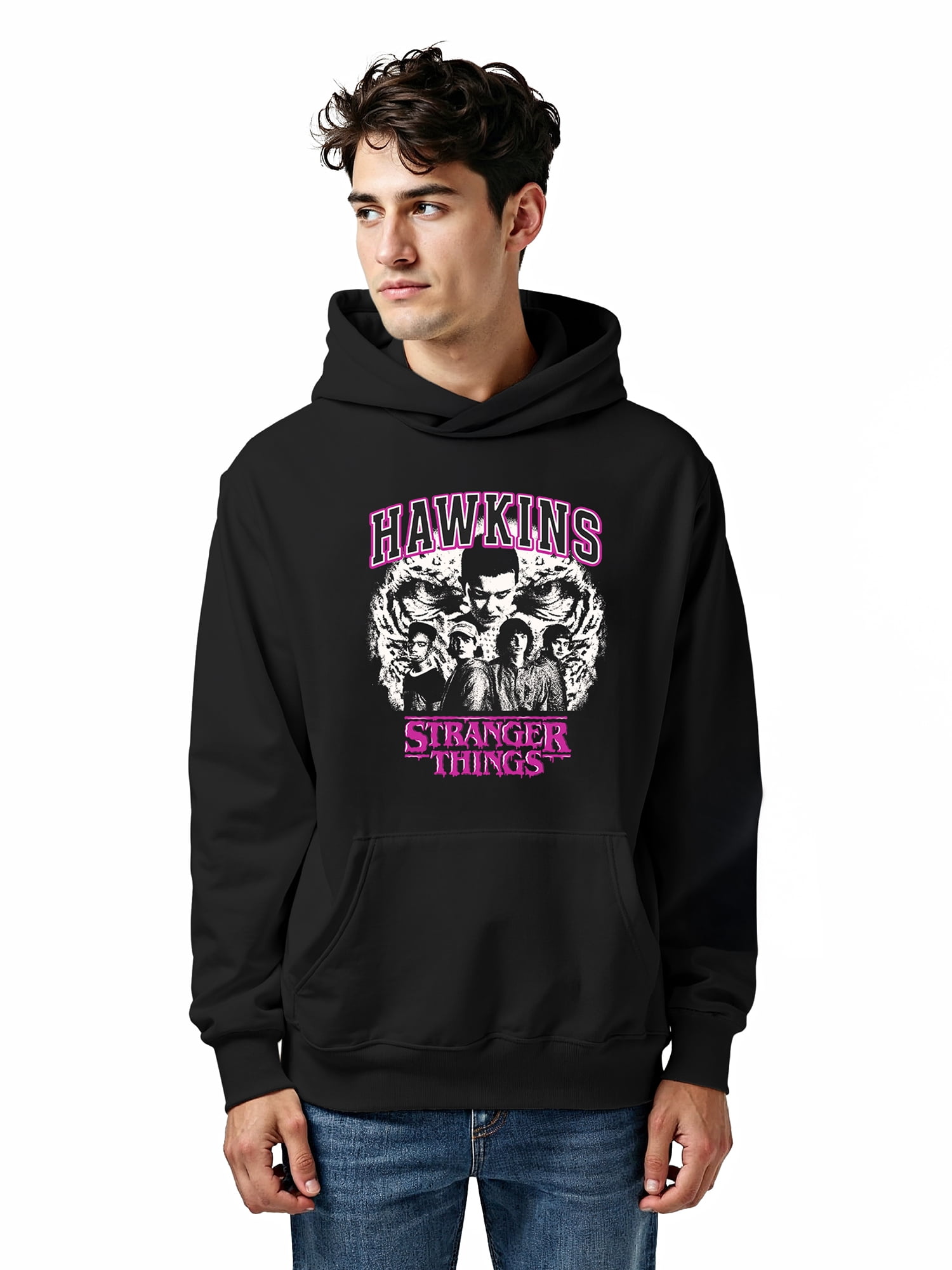 Netflix Stranger Things, Men's & Big Men's Graphic Hoodie, Hawkins City ...