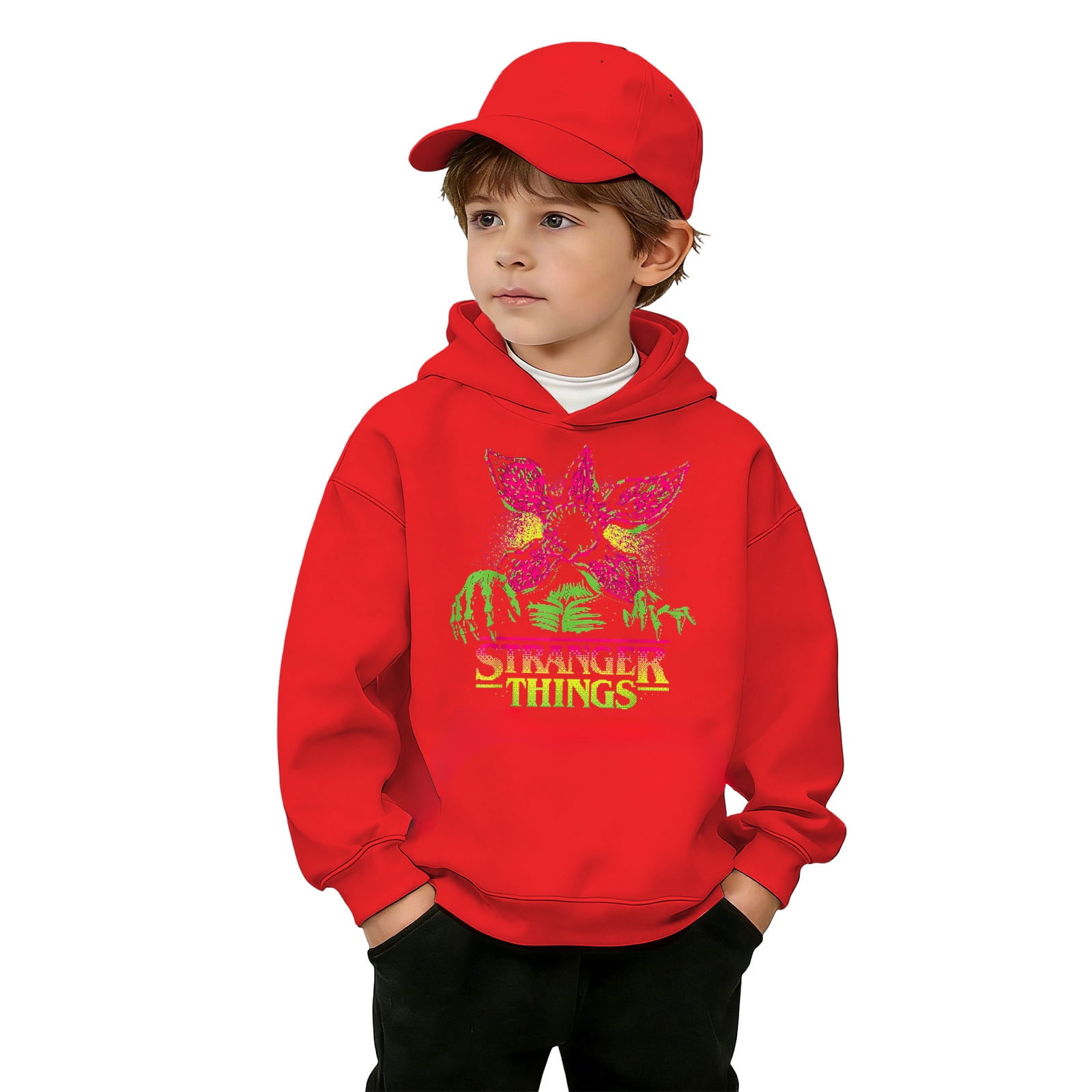 Stranger`things Retro Video Game Demogorgon Graphic Boys Hooded ...