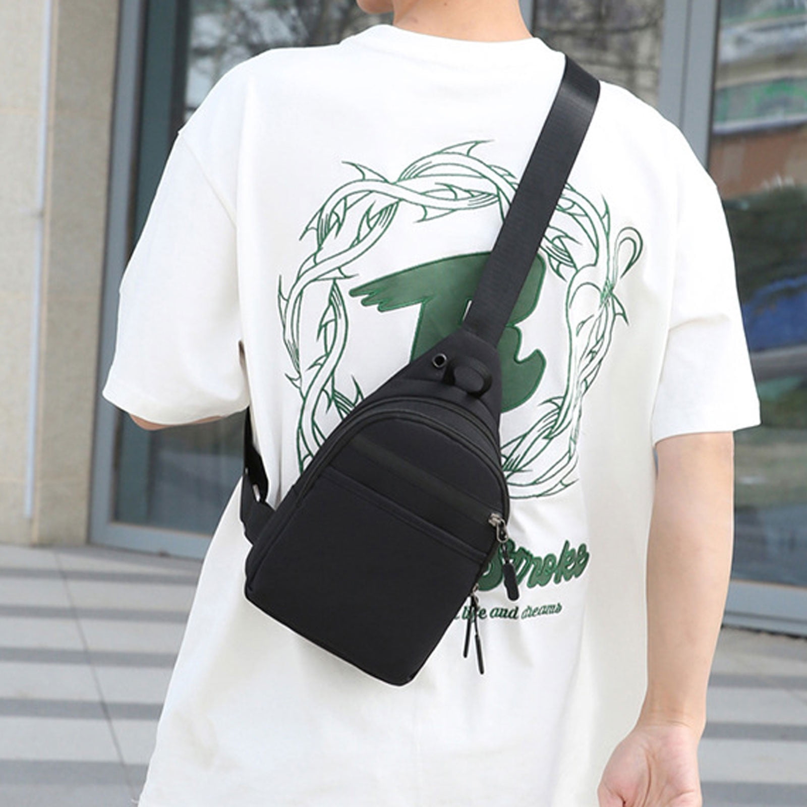 Strap Bag Crossbody Backpack with Headphone Hole Strap Backpack Hiking ...