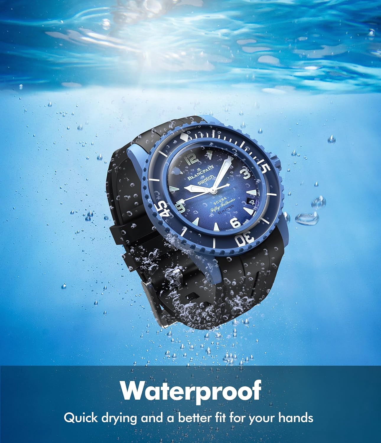 Strap for Blancpain Swatch,Curved Soft Rubber Waterproof Replacement ...