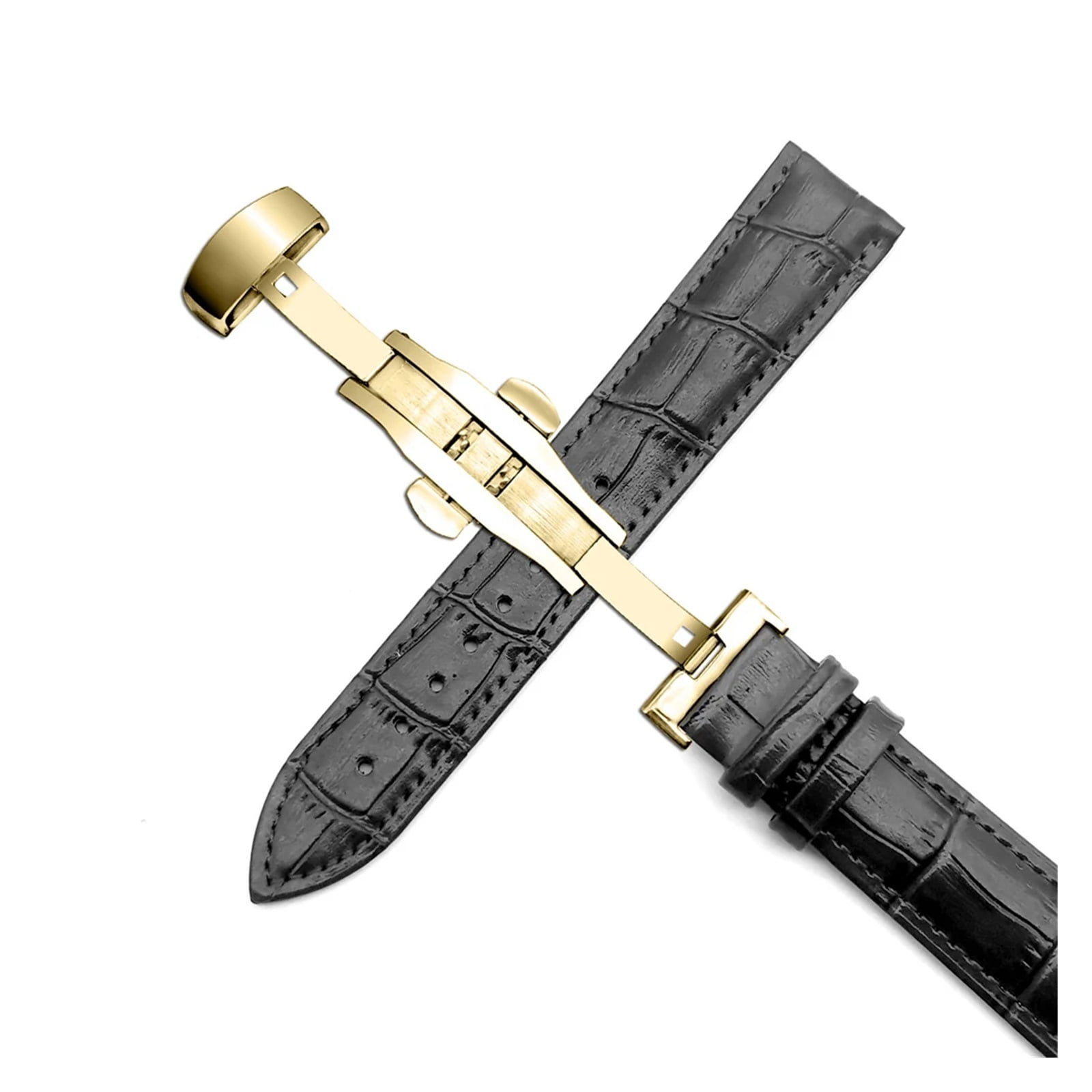 Strap Double Button Clasp Watchband 16mm 18mm 20mm 22mm 24mm Steel ...
