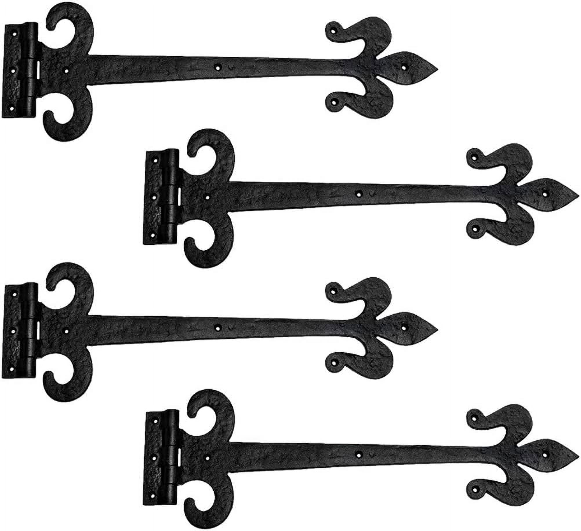 Strap Hinge 18 in. Black Wrought Iron Fleur De Lis Flush Mount Heavy ...