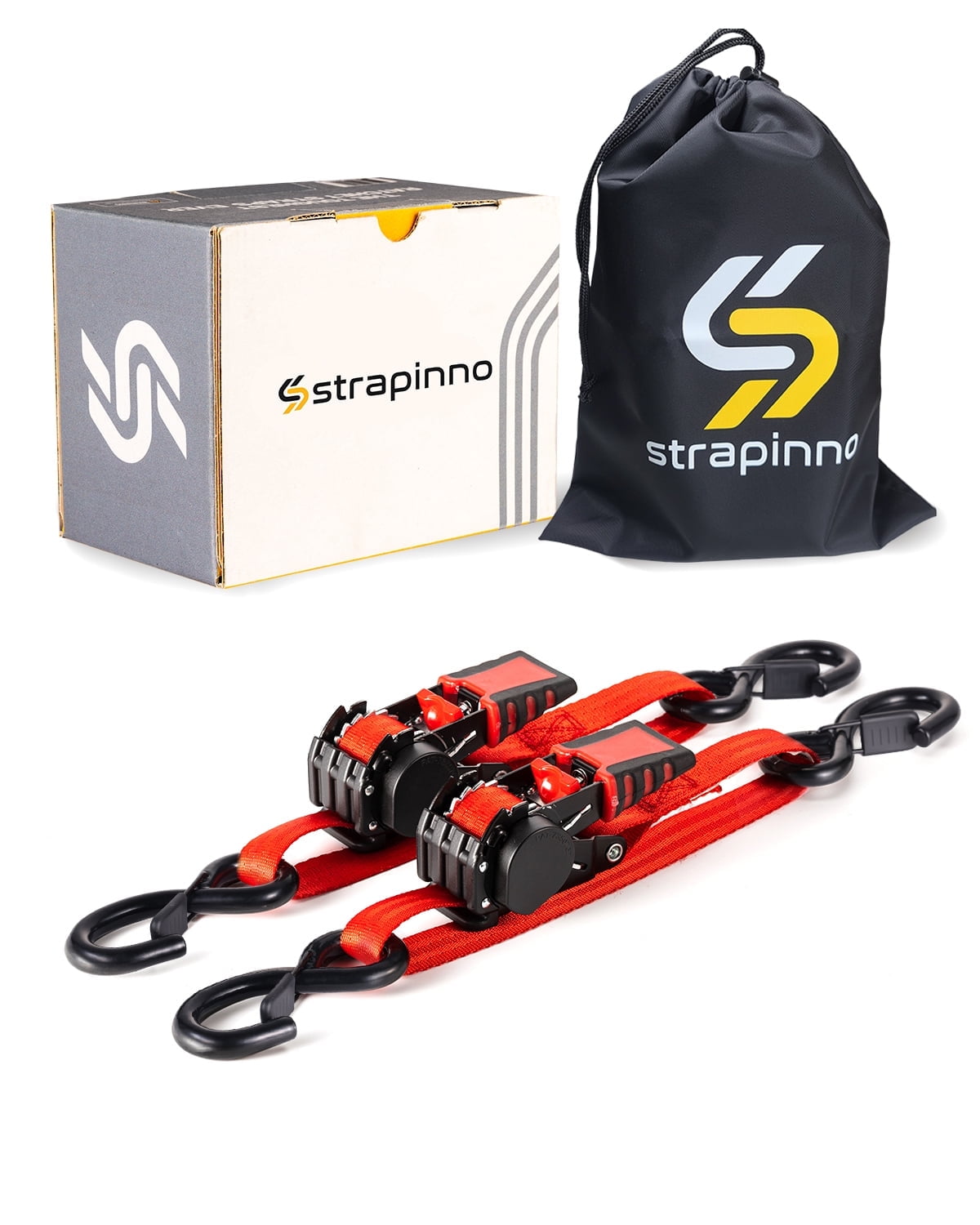 Strapinno Retractable Ratchet Straps - 1 in x 2.5 ft Heavy Duty Boat ...