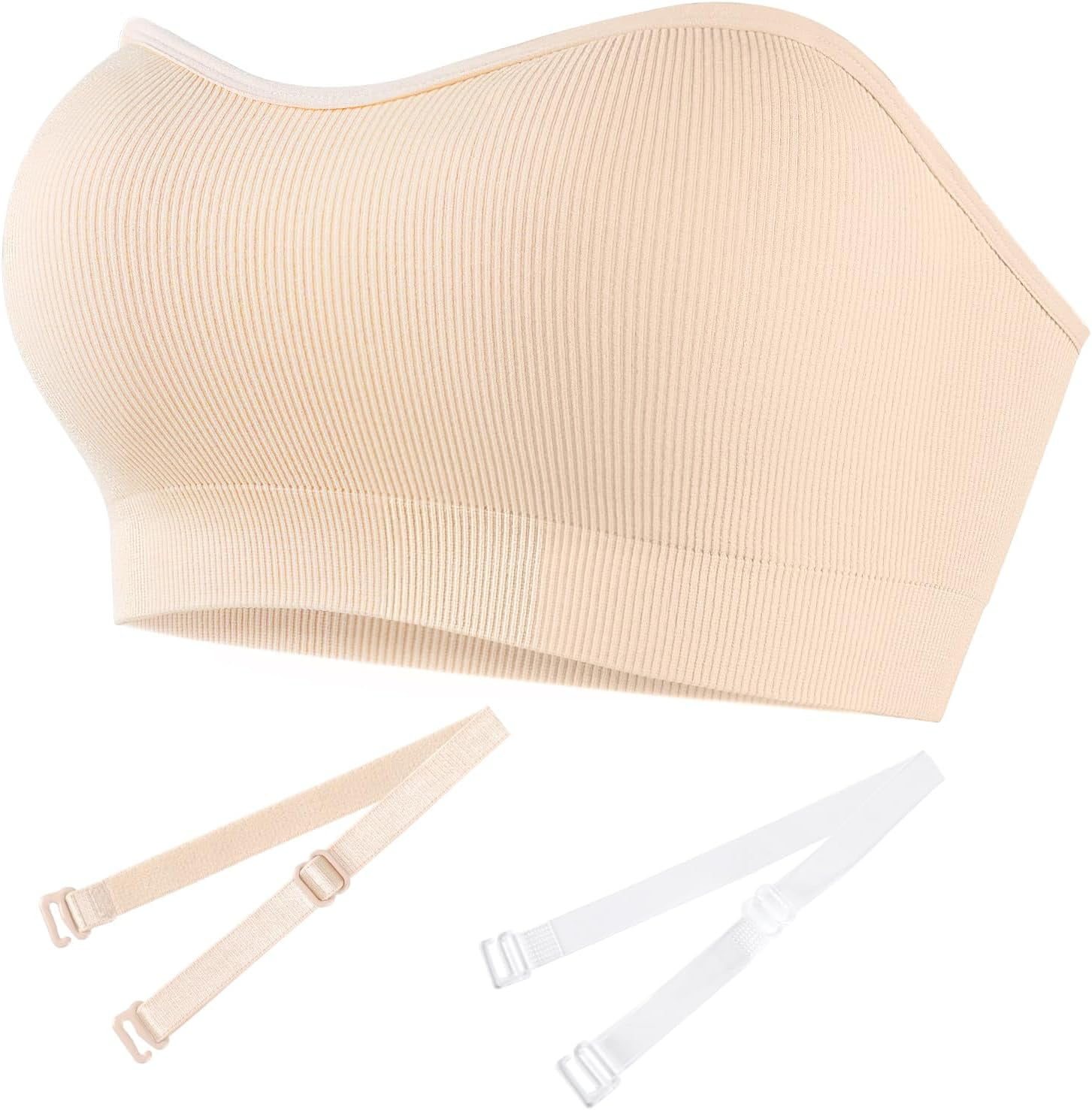 Strapless Bras for Women Non-Slip Padded Bandeau Bra Wireless Tube Top ...
