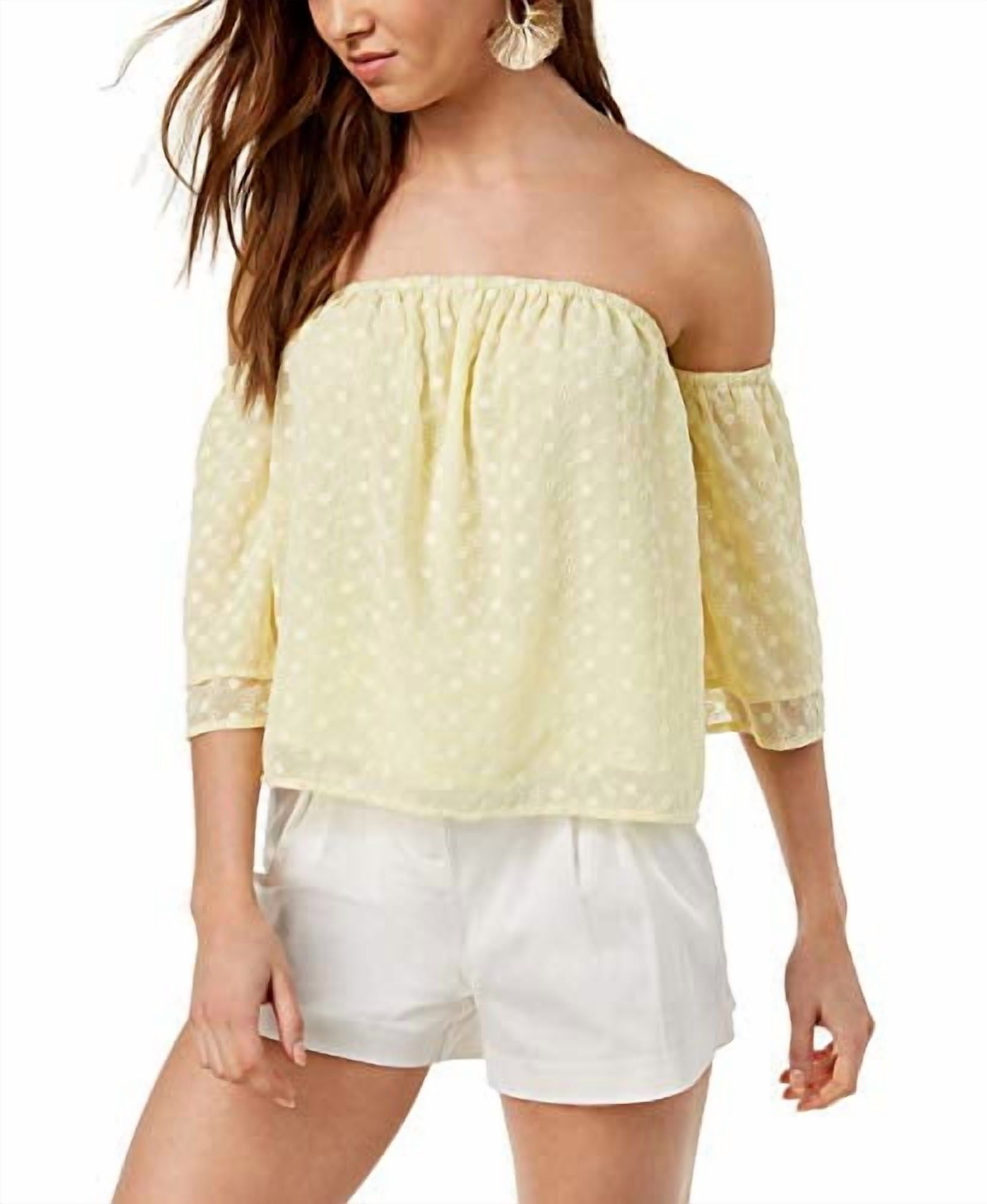 Strapless Eyelet-Detail Top Yellow Eyelet S - Walmart.com