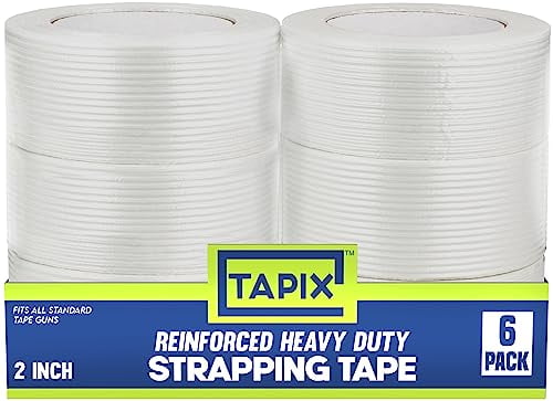 Strapping Tape 2 inch x 60 yds, (6 Pack) Fiberglass Tape Super Strong ...
