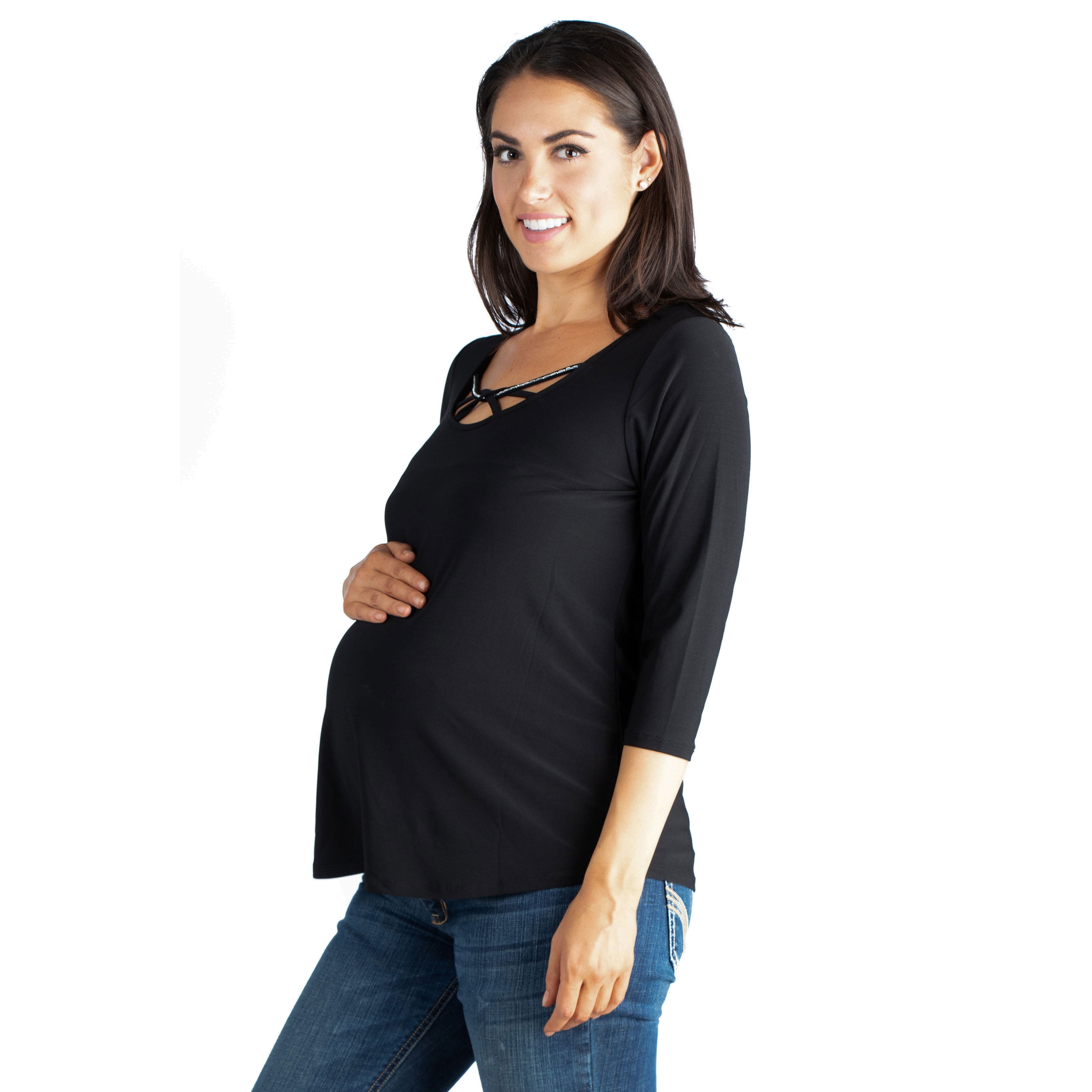 Strappy Neckline Criss Cross Mater 3/4 Sleeve Maternity - Walmart.com
