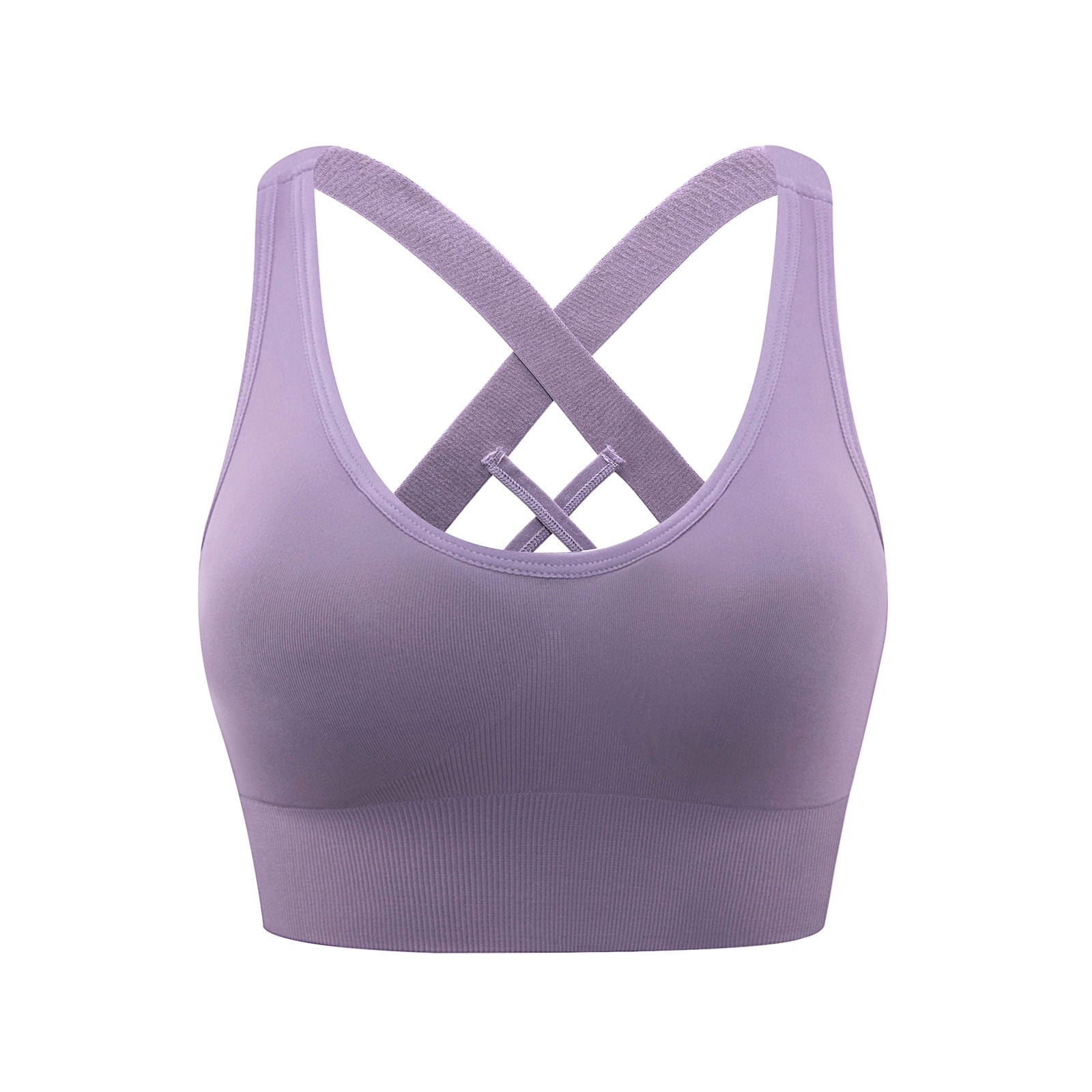 Strappy Push Up Sports Bra for Women Criss Cross Back No Underwire Full ...