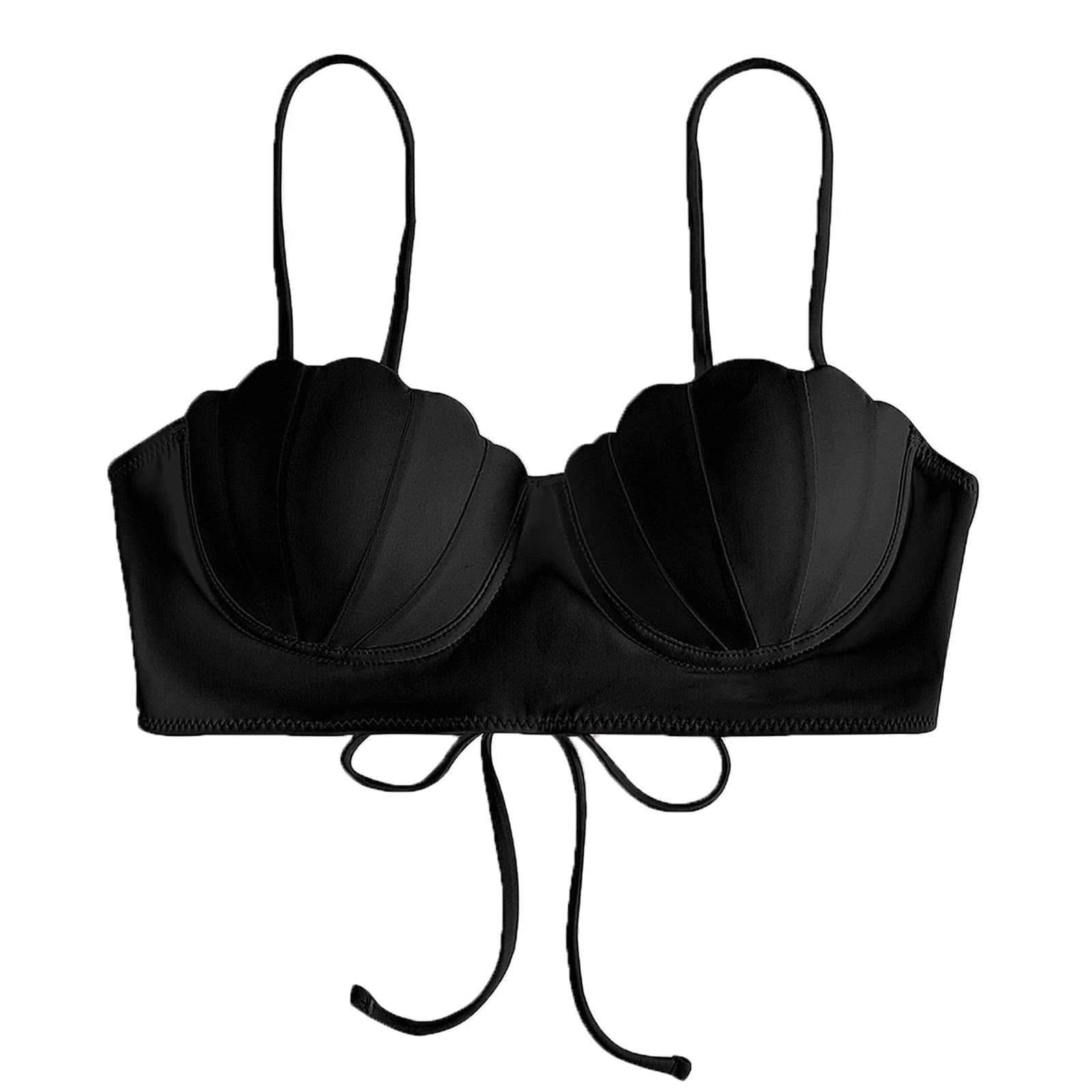Strappy Seashell Bikini Top Swim Tops Push Up Bathing Suit Tops For Women With Underwire
