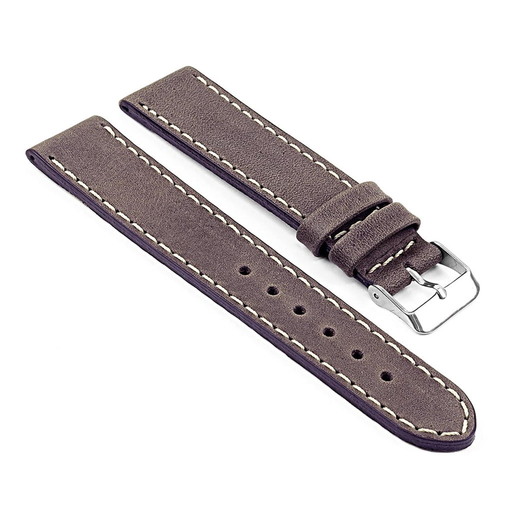 StrapsCo Vintage Leather Watch Strap with White Contour Stitching ...