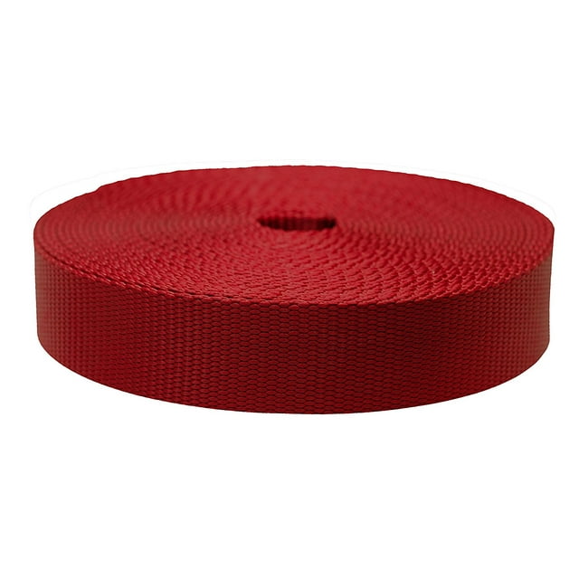 Strapworks 1 Inch x 20 Yard Flat Nylon Webbing Strap, Dark Red ...