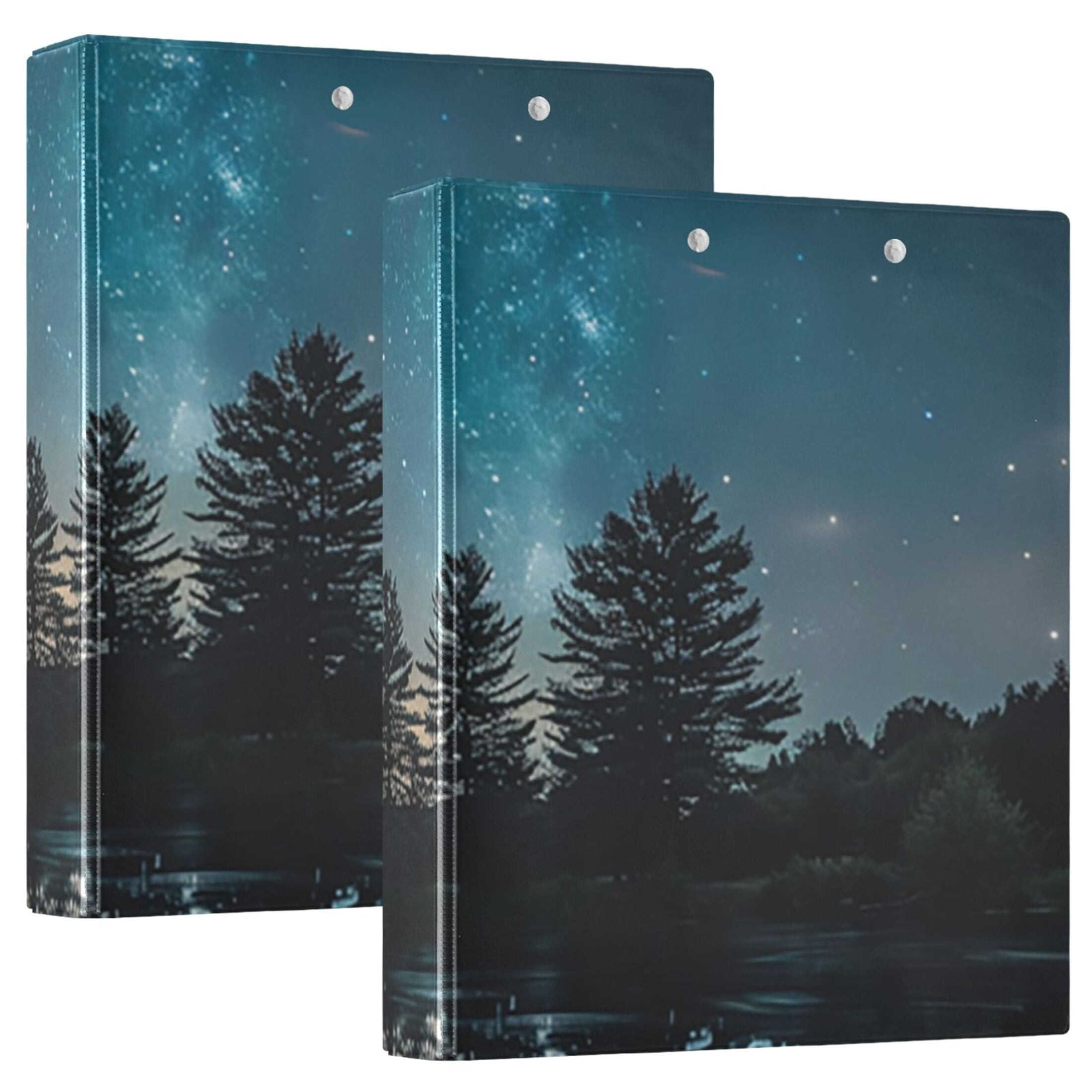 Strarry Sky Lake 3 Ring Binders 1.5 inch Hardcover File Folders with Interior Pockets A4 Size ...