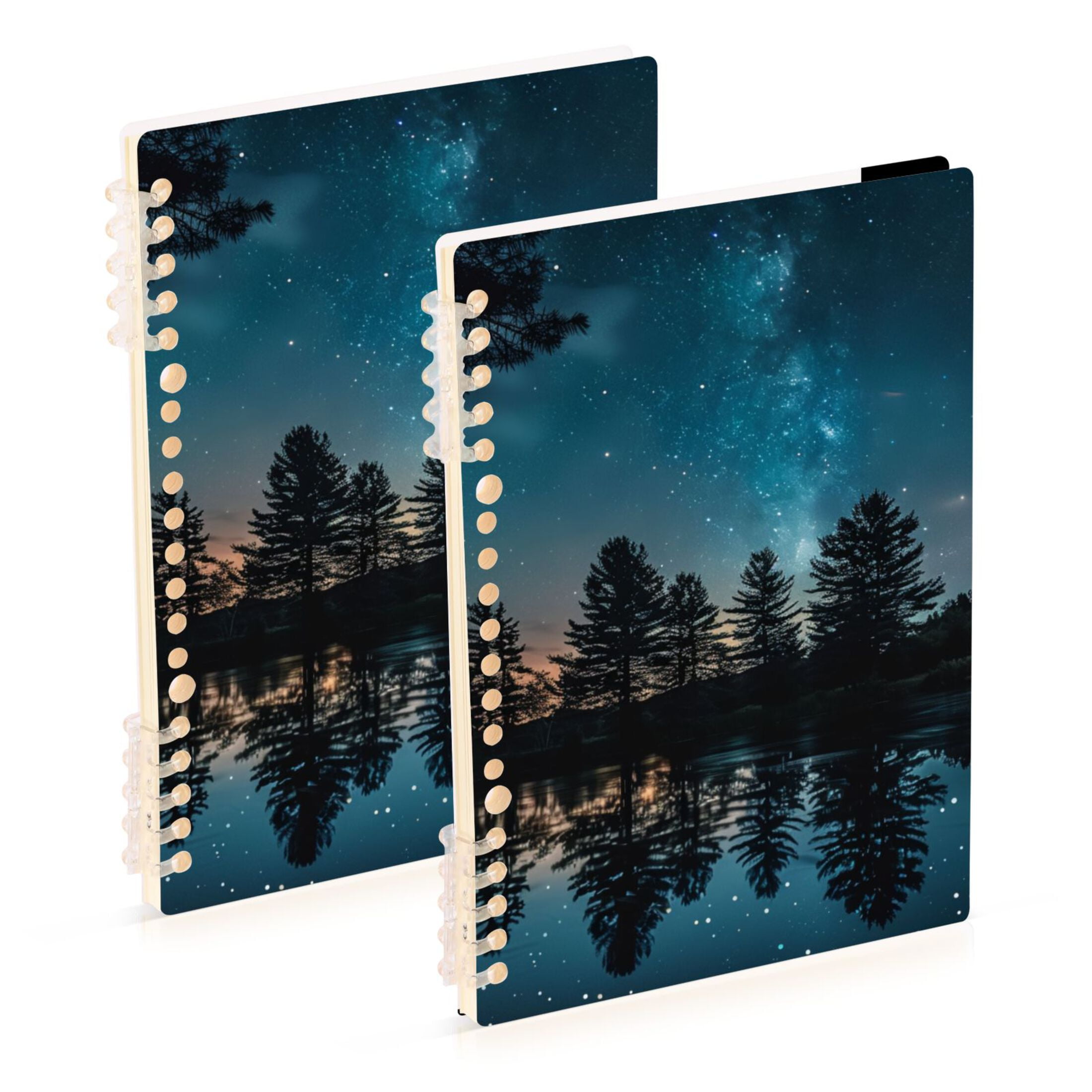 Strarry Sky Lake Ring Binder Notebook Journey Note Diary College Ruled ...