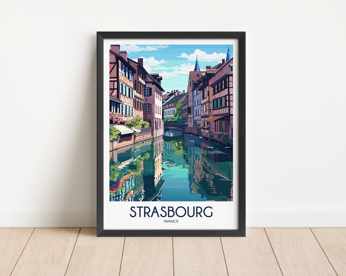 Strasbourg Poster France Scenic Historic Town Wall Art Decor, Unframed ...