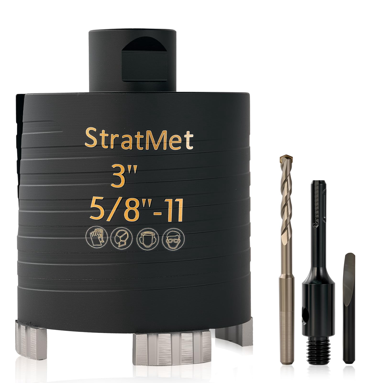 StratMet 3" Dry Core Drill Bit with Pilot Bit and 1 Pcs SDS Plus ...