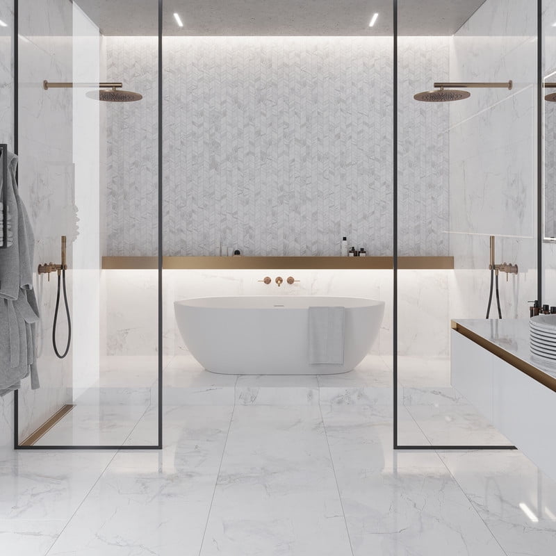 Strata 10 x 12 in. Matte Dove-Gray, White Porcelain Mosaic Chevron Wall ...