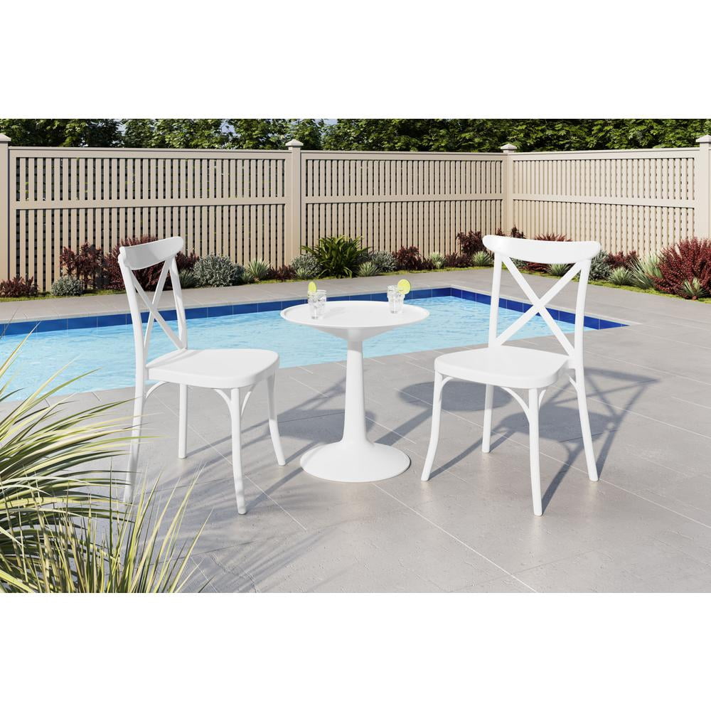Strata Furniture 2 Xenia Polypropylene Chairs & Sprout Table in White ...