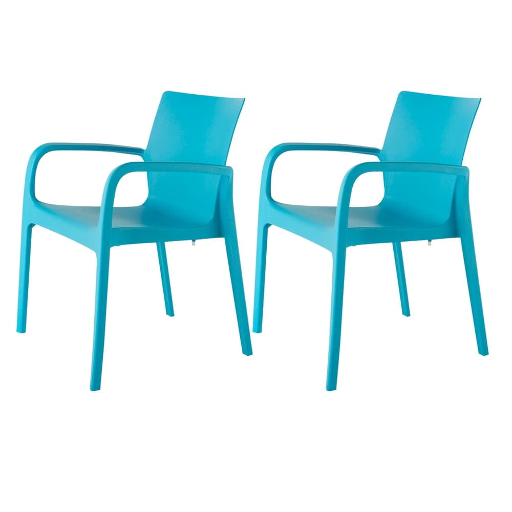 Strata Furniture Alissa Weatherproof Polypropylene Chair in Blue (Set ...