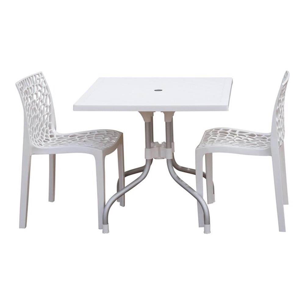 Strata Furniture Lyra Polypropylene Patio Table with Two Karissa Chairs ...