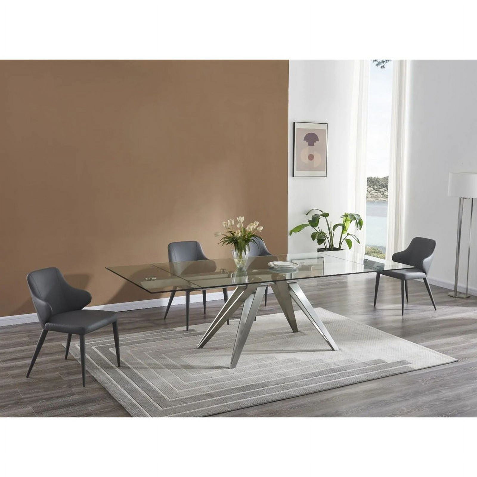 Strata Modern Dining Room Set with San Francisco Chair in Clear/Gray, 5 ...