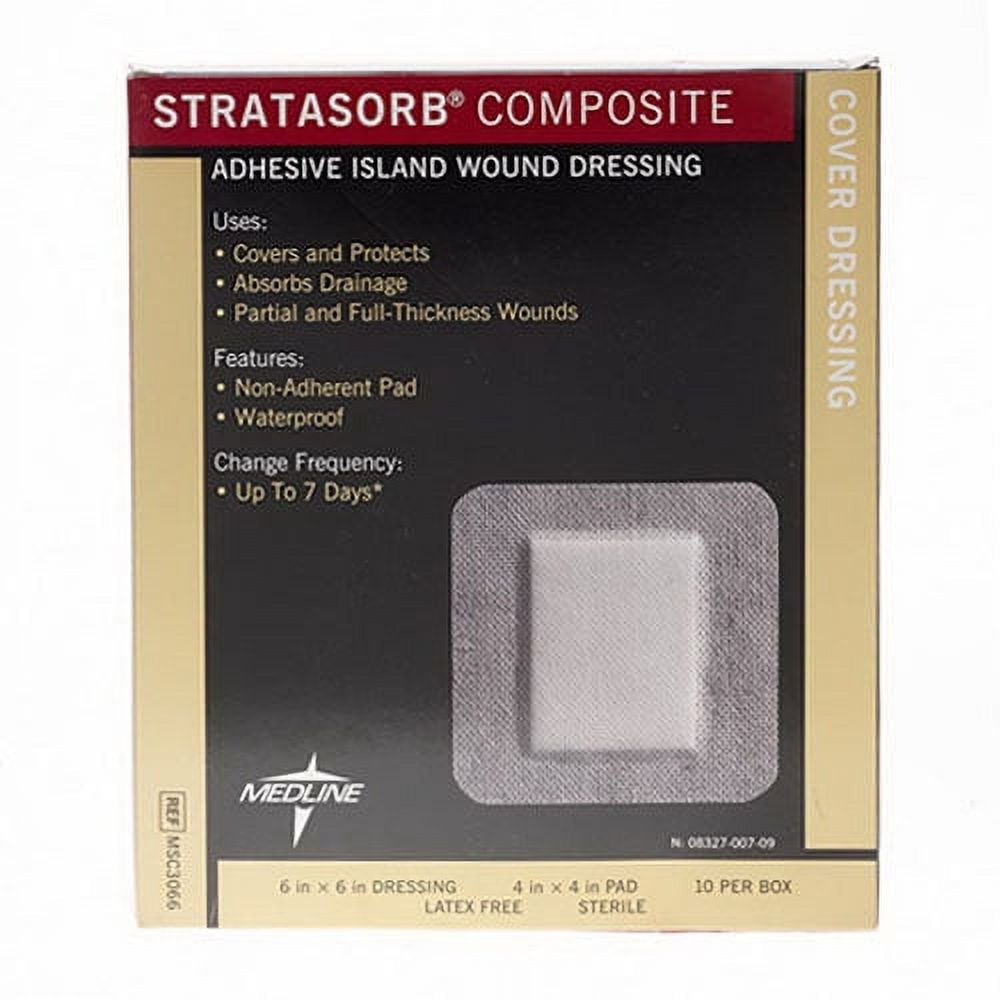 Stratasorb Composite Adhesive Island Wound Dressing, 6x6 Inches, 10 Ea ...