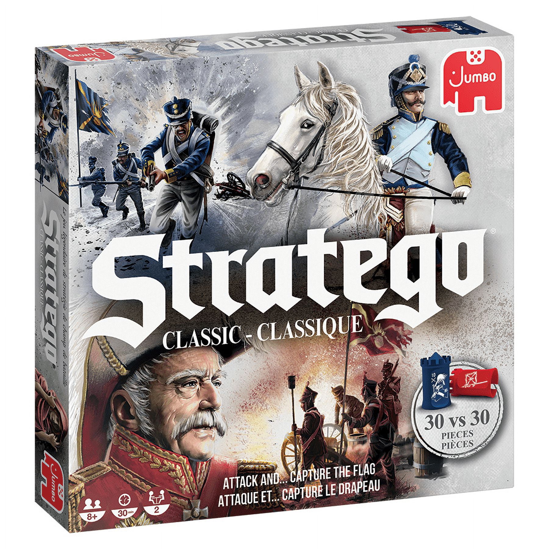 Jumbo Stratego Classic - Fast Paced 30 Red vs 30 Blue Pieces Game ...