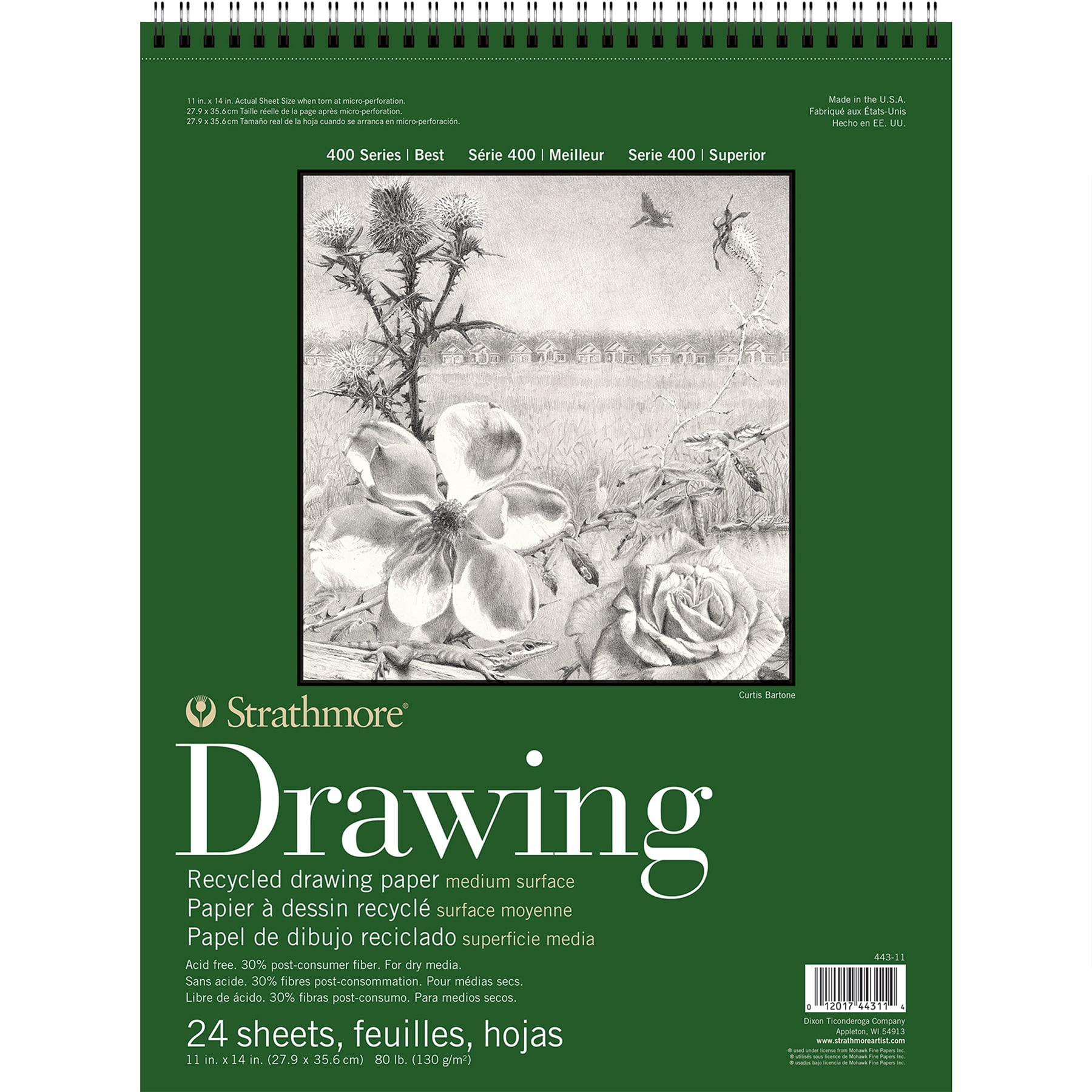 Strathmore 11" x 14" Wire Bound Recycled Drawing Pad - Walmart.com