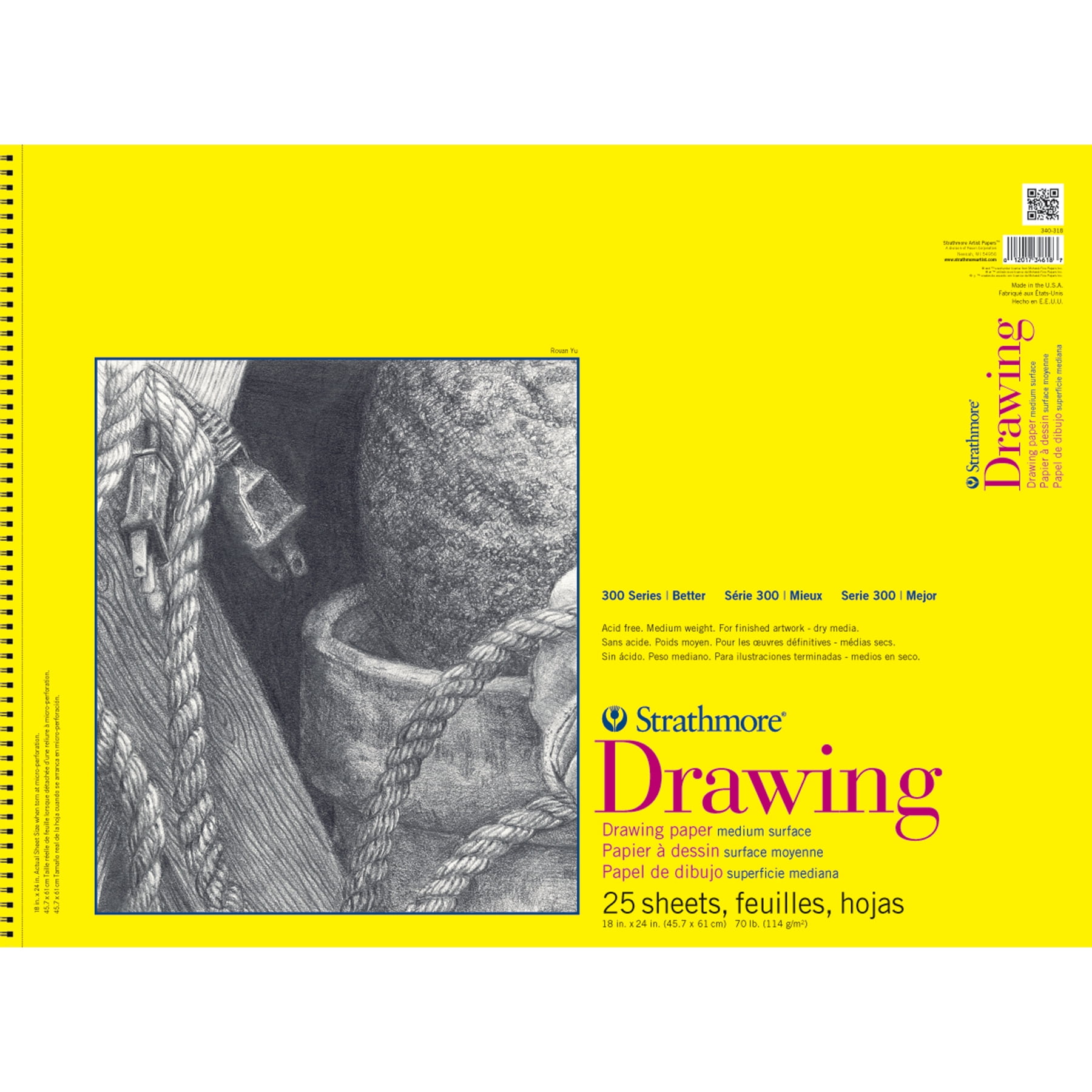 Strathmore 18" x 24" Wire Bound Drawing Pad 25 Sheets - Walmart.com