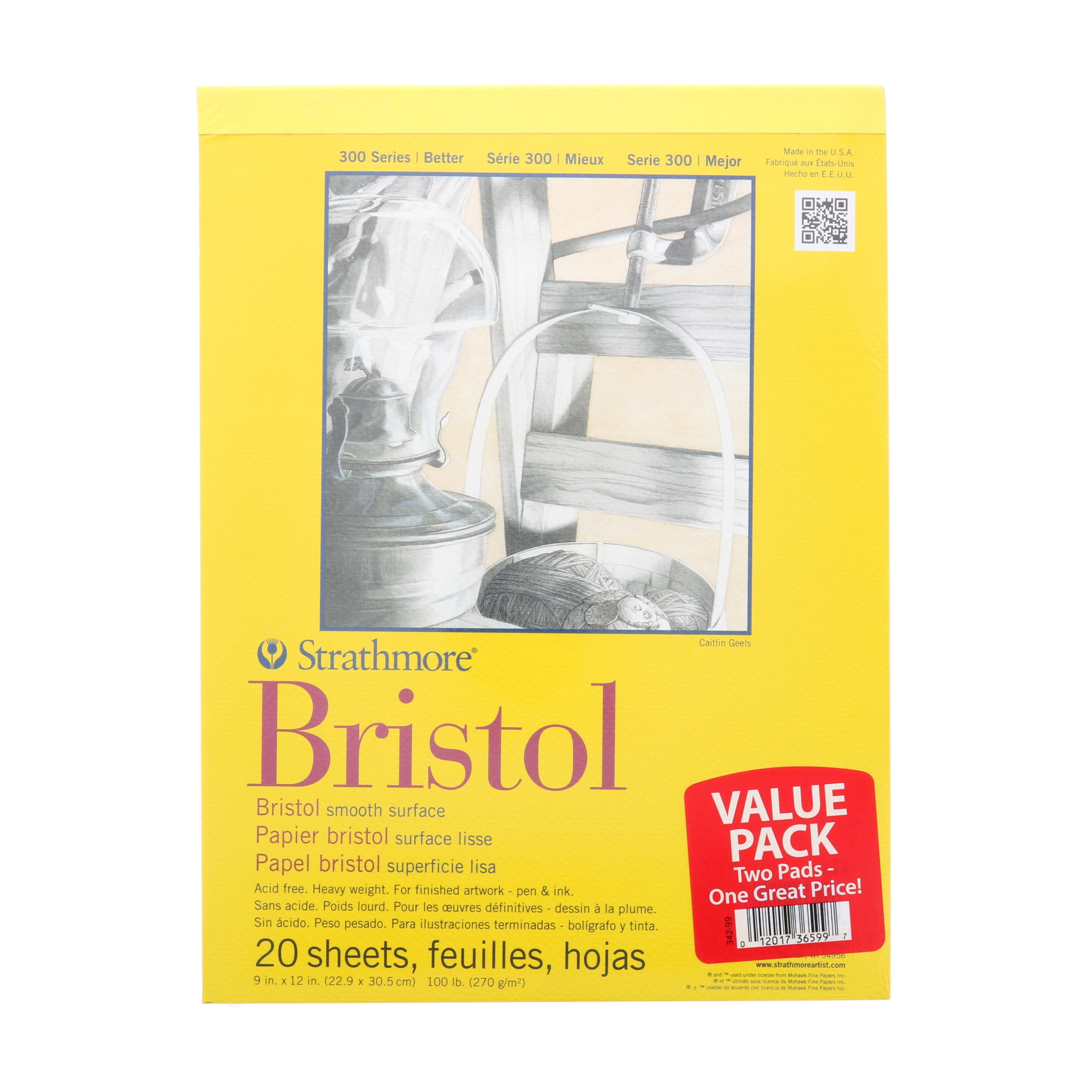 Strathmore 300 Series Bristol Smooth Pads, 9" x 12", 2/Pkg. - Walmart.com