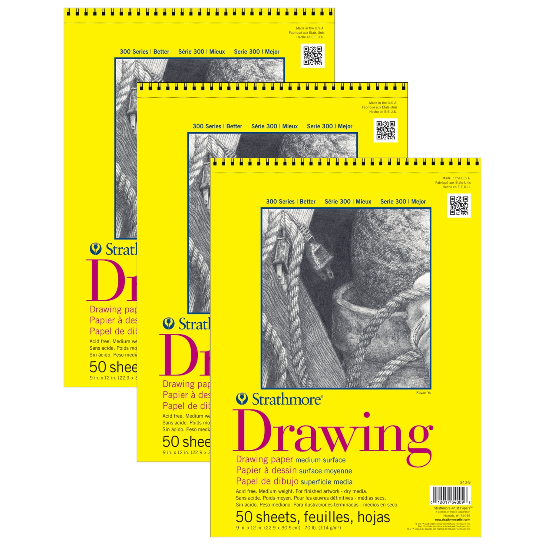 Strathmore 300 Series Drawing Pad, Top Wire Binding, 50 Sheet, 9x12 ...