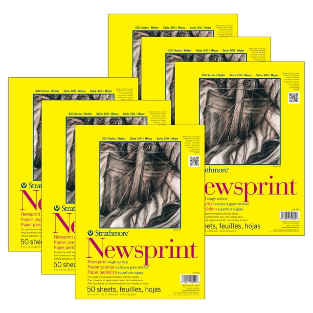 Strathmore 300 Series Newsprint Pad, Tape Binding, 50 Sheet, 9x12 inch ...