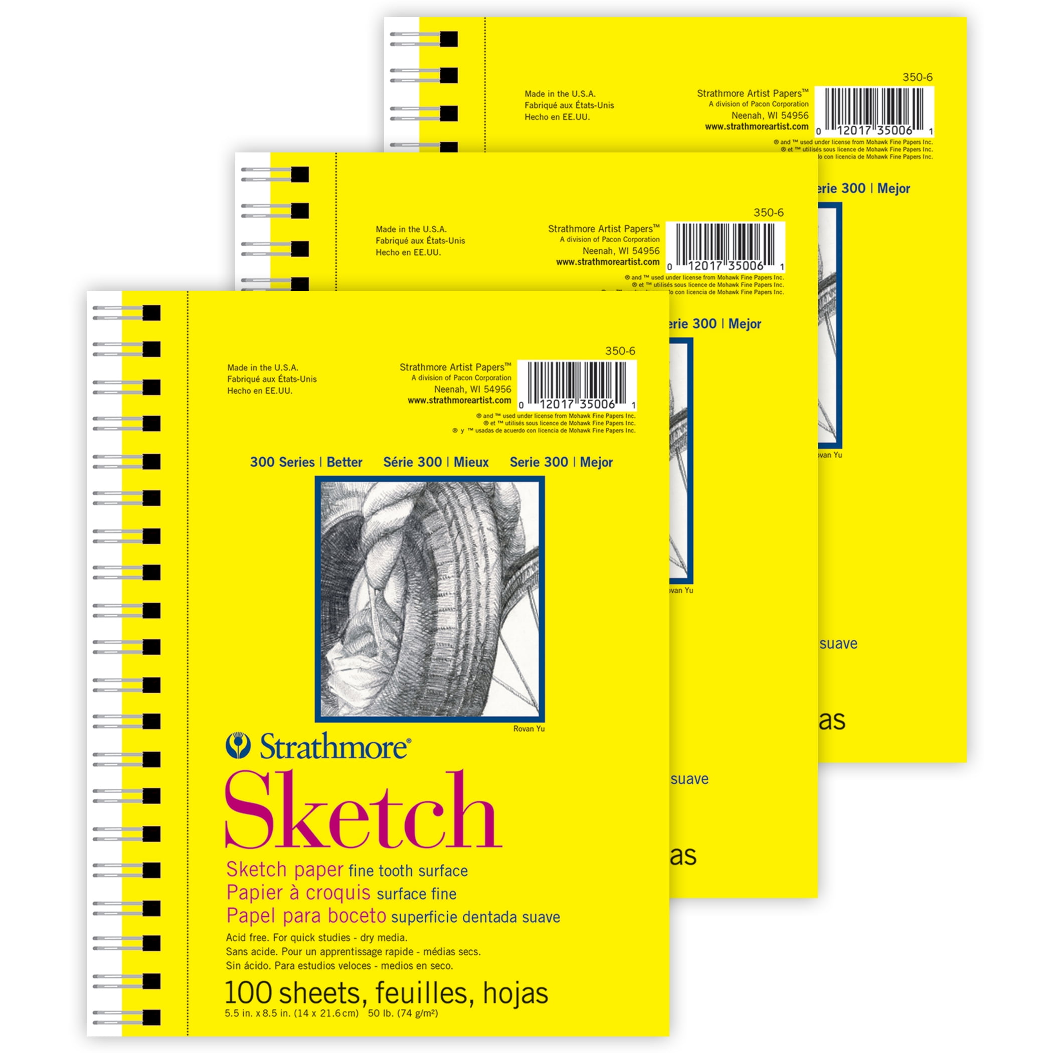 Strathmore 300 Series Sketch Pad, Side Wire Binding, 100 Sheets, 5.5x8 ...