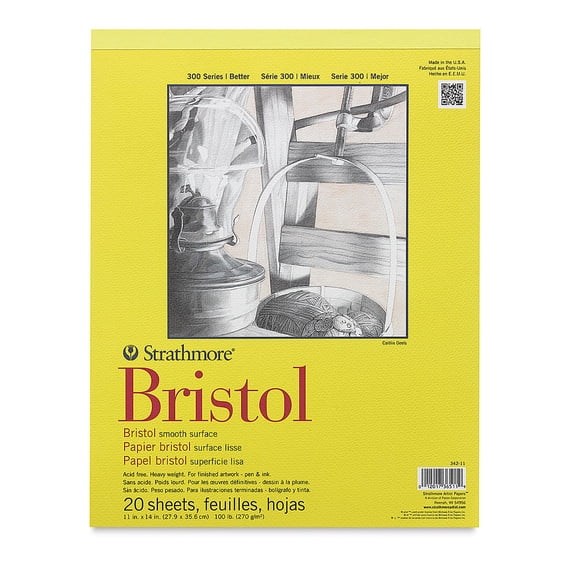 Strathmore 300 Series Bristol Pad, Smooth Finish, Tape Binding, 20 ...