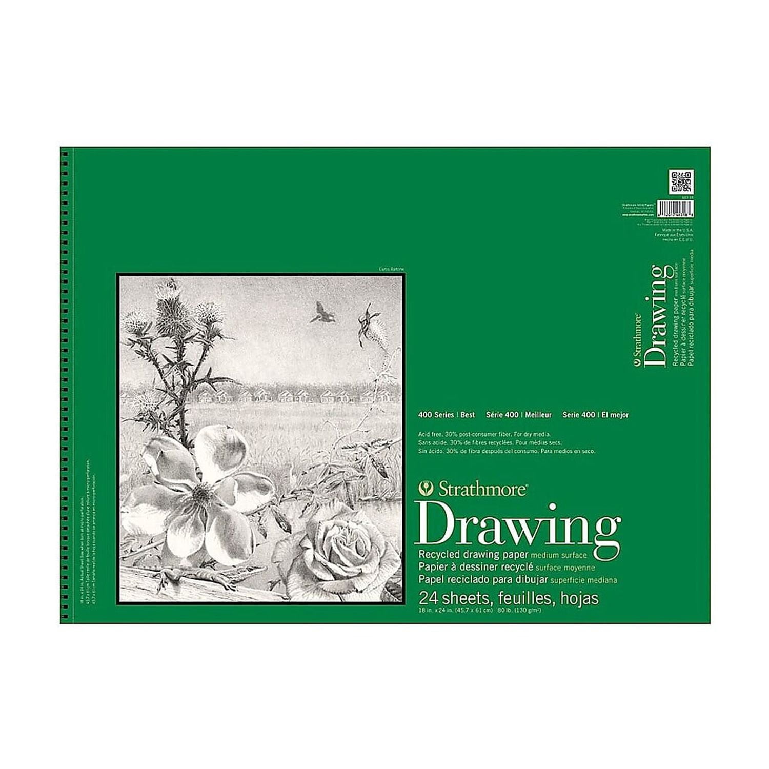 Strathmore 400 Series 14" x 17" Spiral Bound Drawing Sketch Pad 24 ...