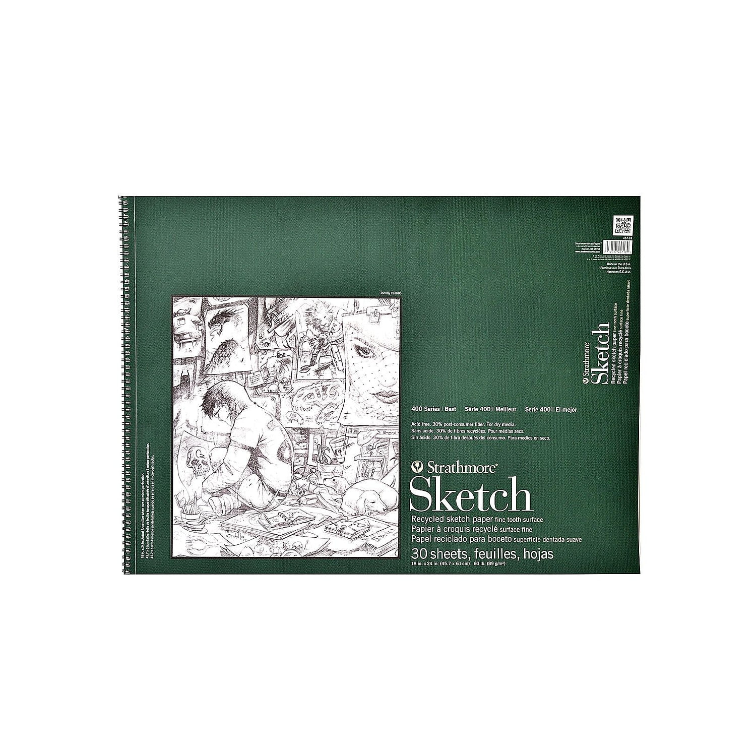 Strathmore 400 Series 18" x 24" Wire Bound Sketch Pad 30 Sheets/Pad 2 ...