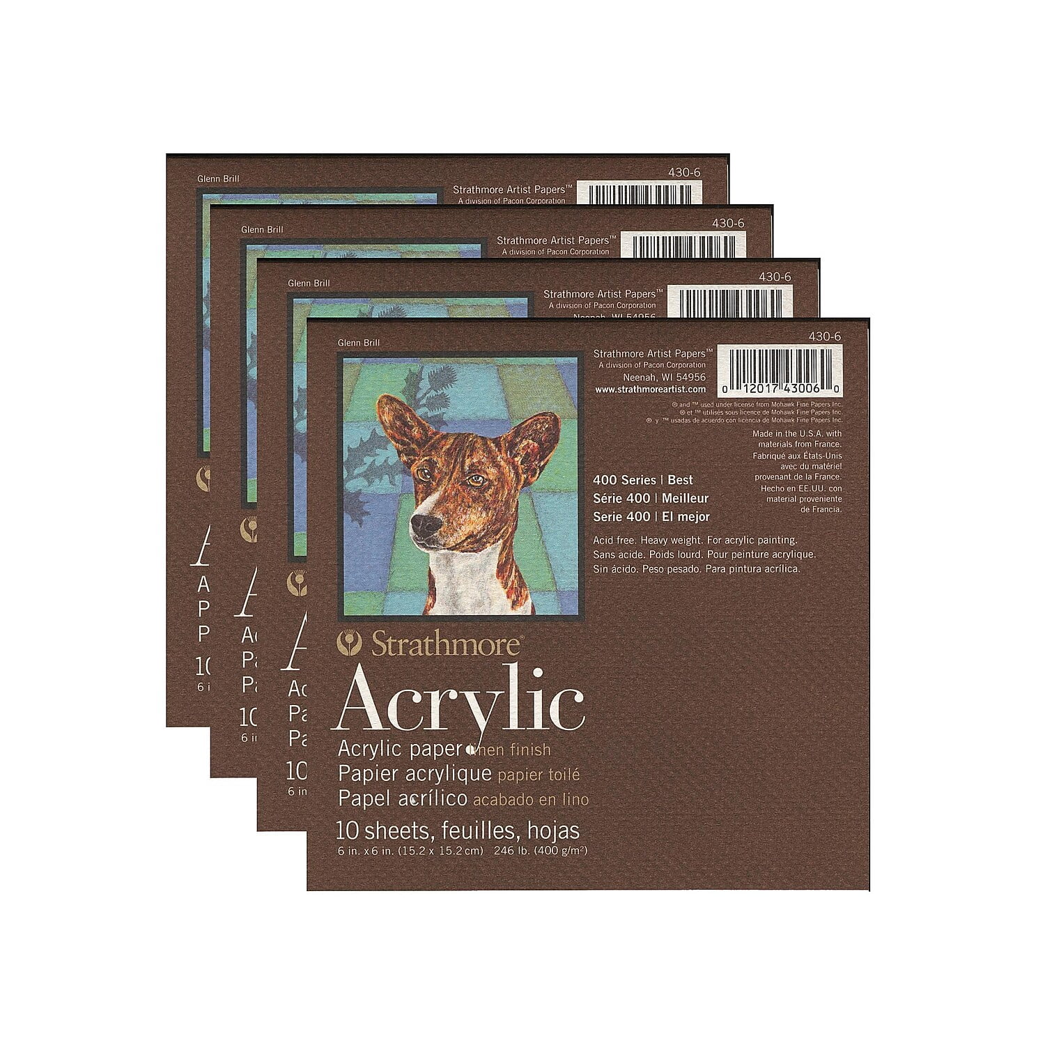 Strathmore 400 Series Acrylic Pads 6 in. x 6 in. 4/Pack (PK4-430-6-1 ...