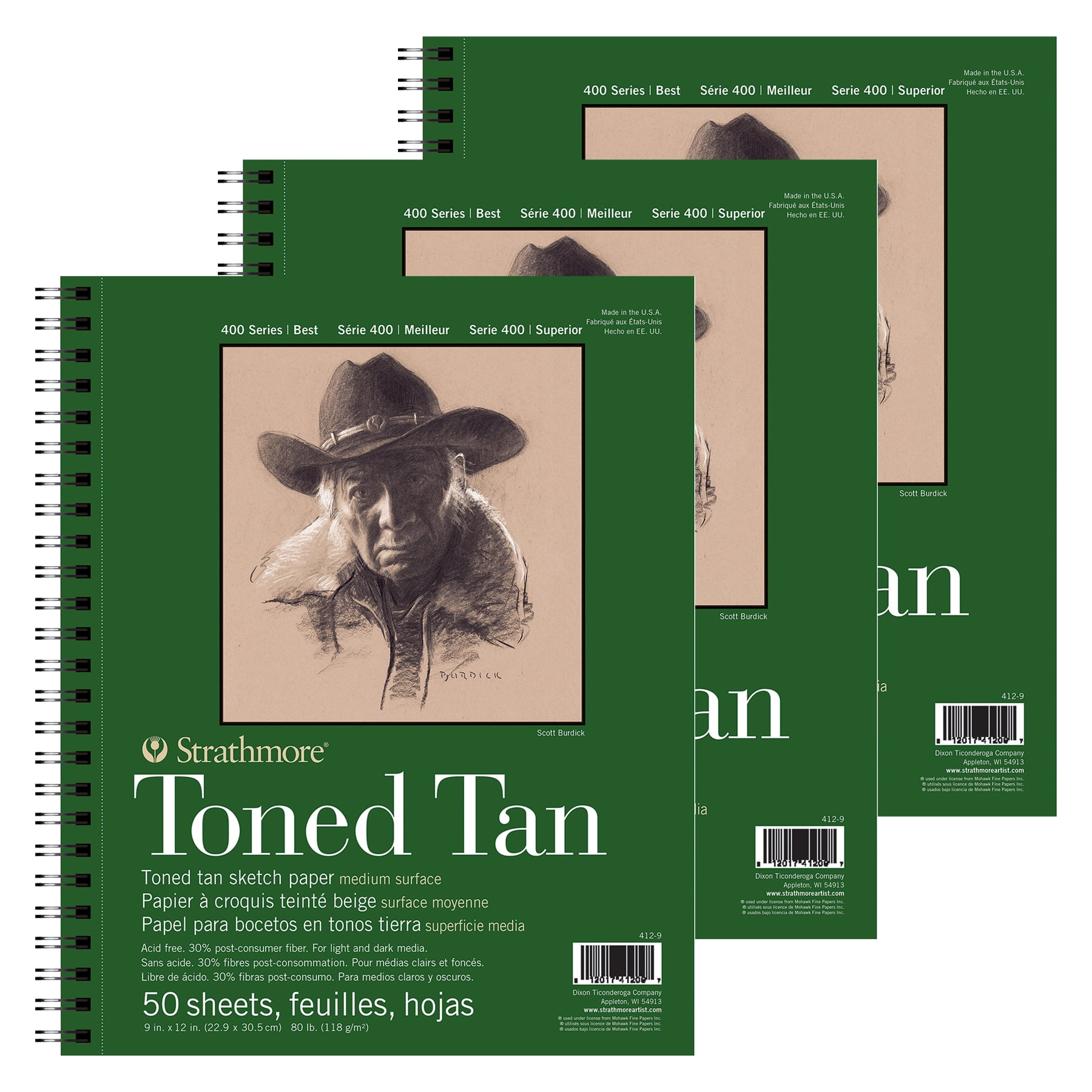 Strathmore 400 Series Sketch Pad, Recycled, Toned Tan, Side Wire ...