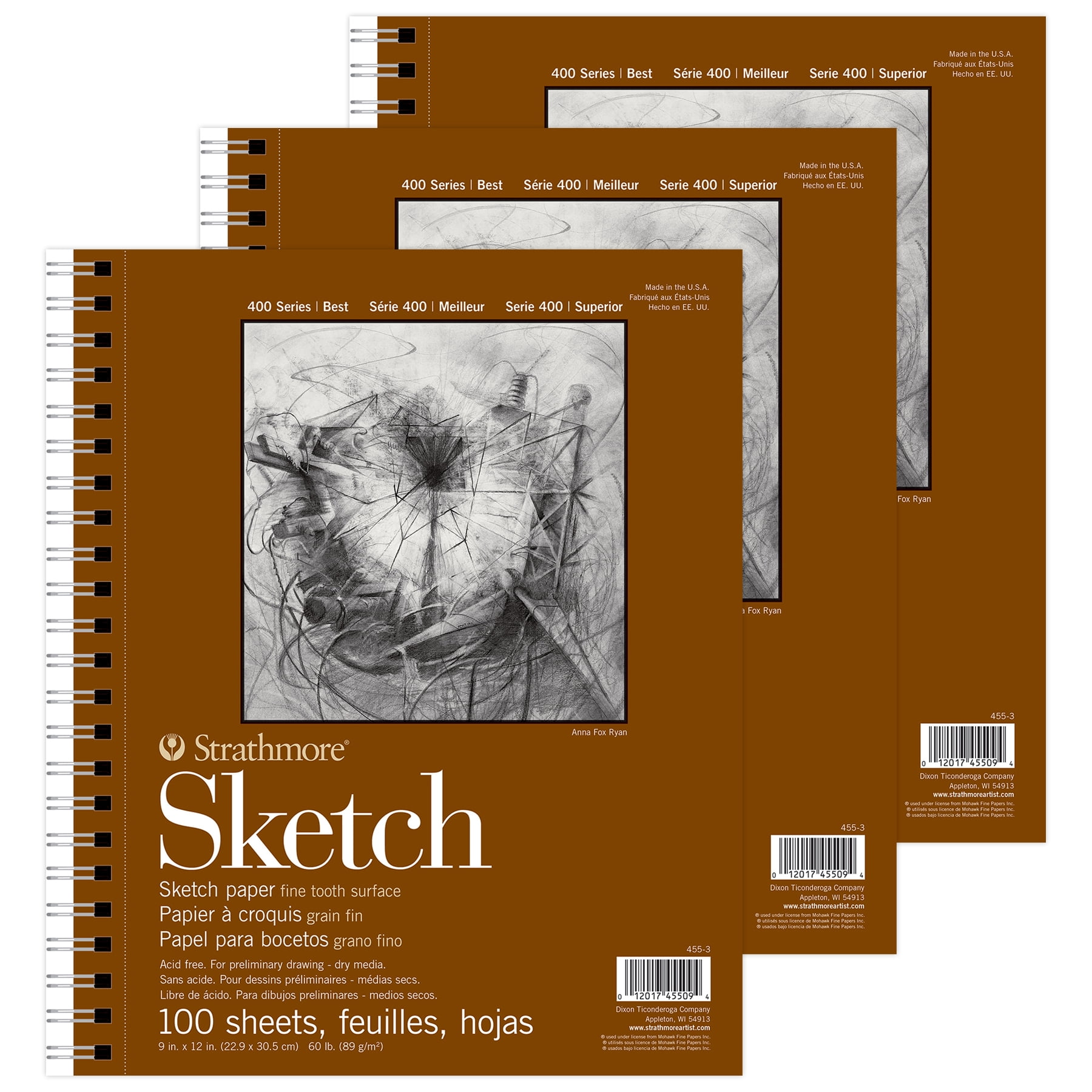 Strathmore 400 Series Sketch Pad, Side Wire Binding, 100 Sheet, 9x12 ...