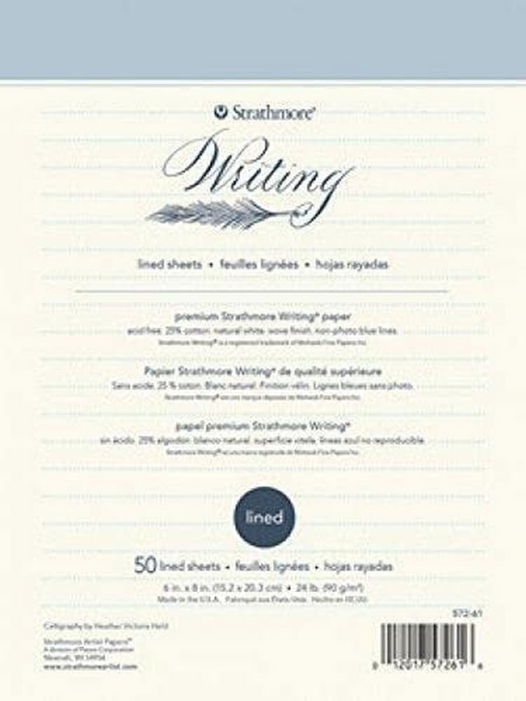 Strathmore 500 Series Lined Writing Paper Pad, 8.5x11 inches, 50 Pages ...