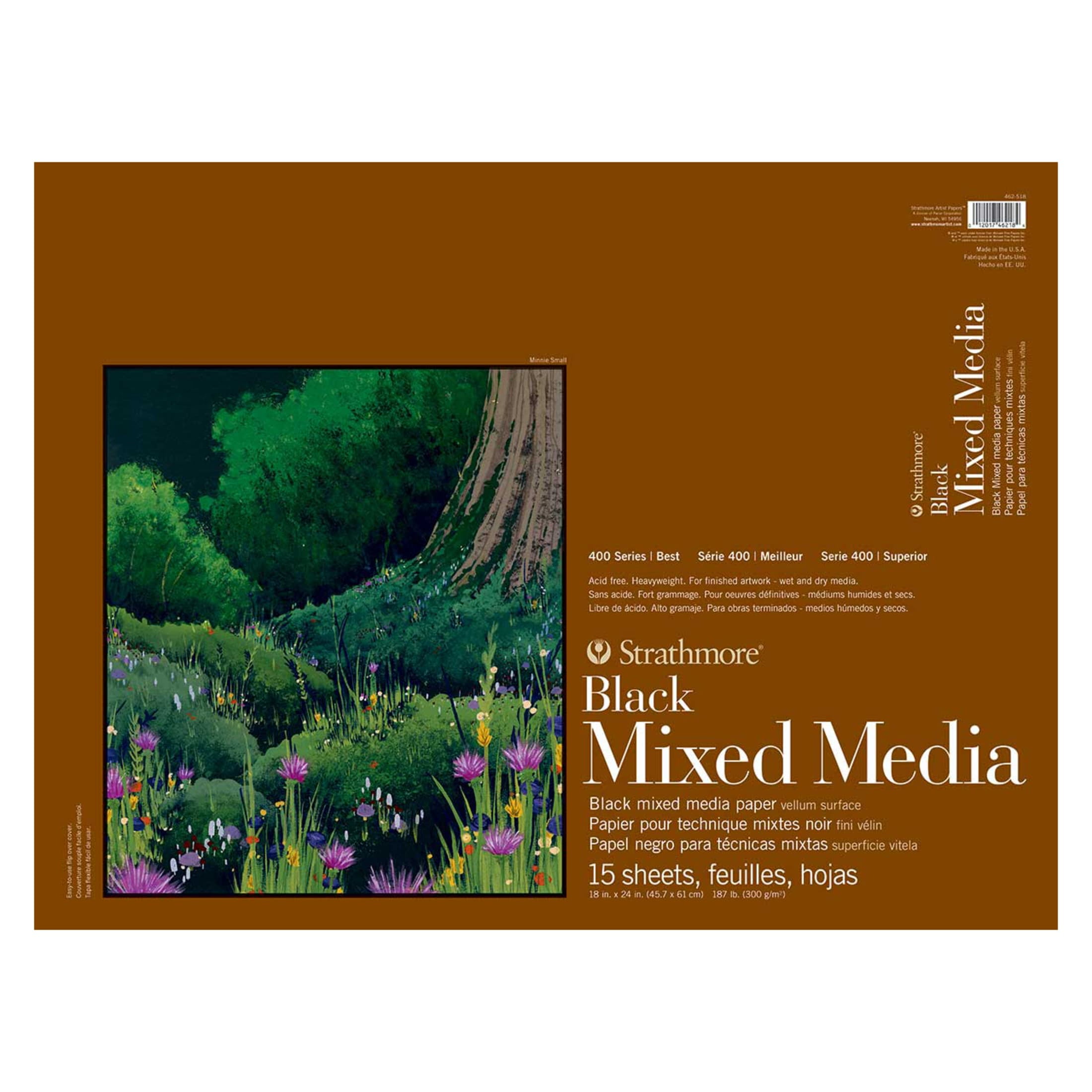 Strathmore Black Mixed Media Paper Pad, 400 Series, 15 Sheets, 18 in X ...