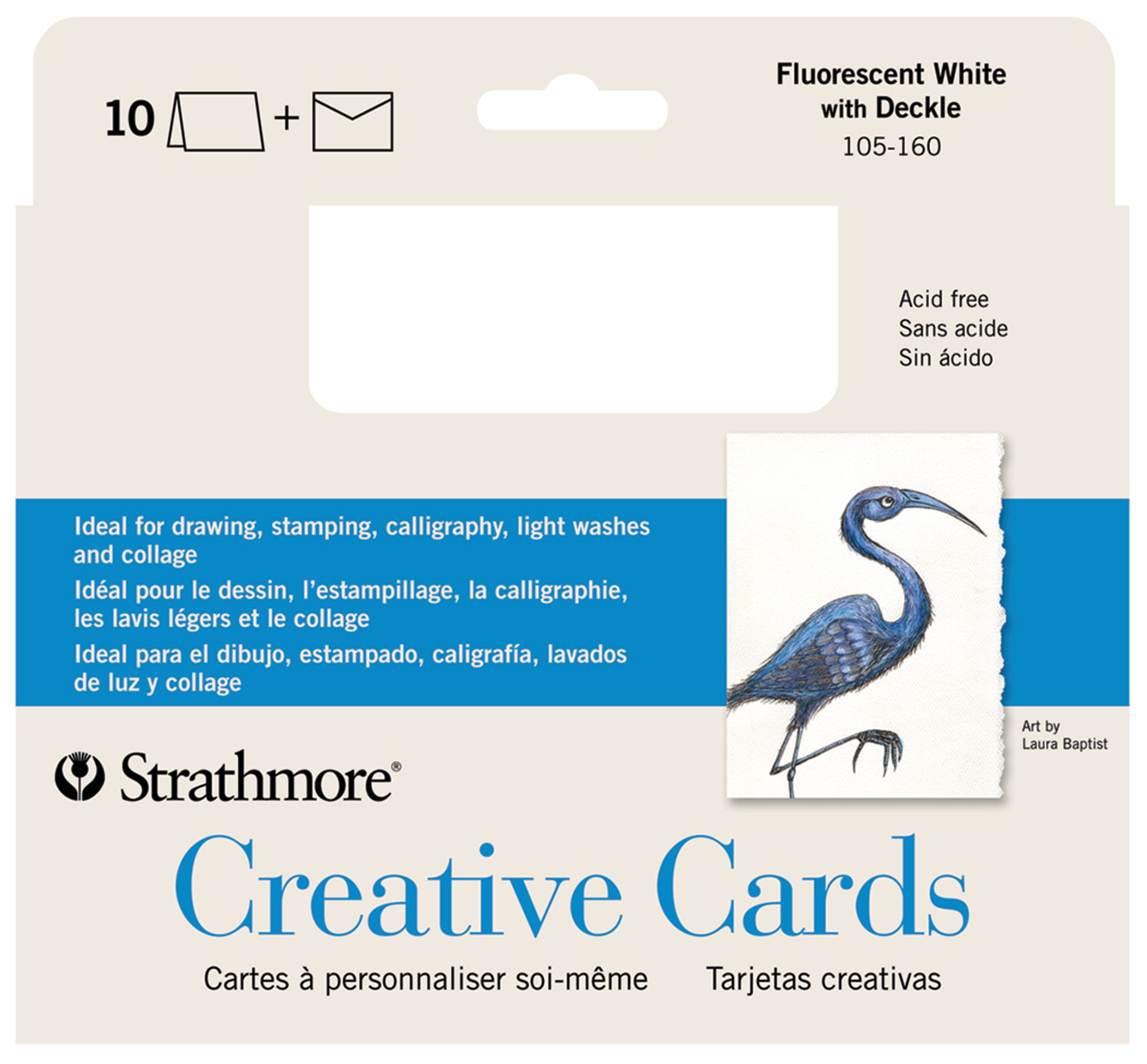 Strathmore Creative Cards, Full Size, Fluorescent White with Deckle, 10 ...