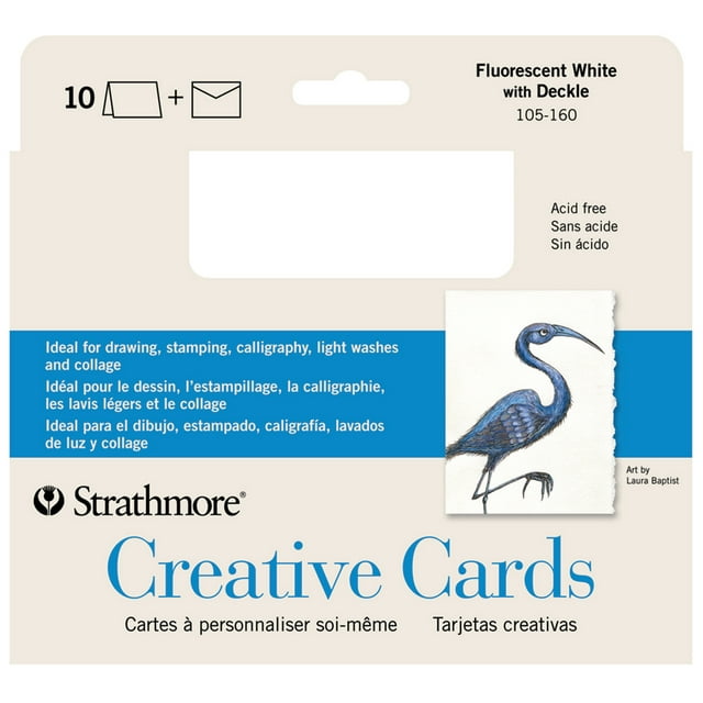 Strathmore Creative Cards, Full Size, Fluorescent White with Deckle, 10 ...