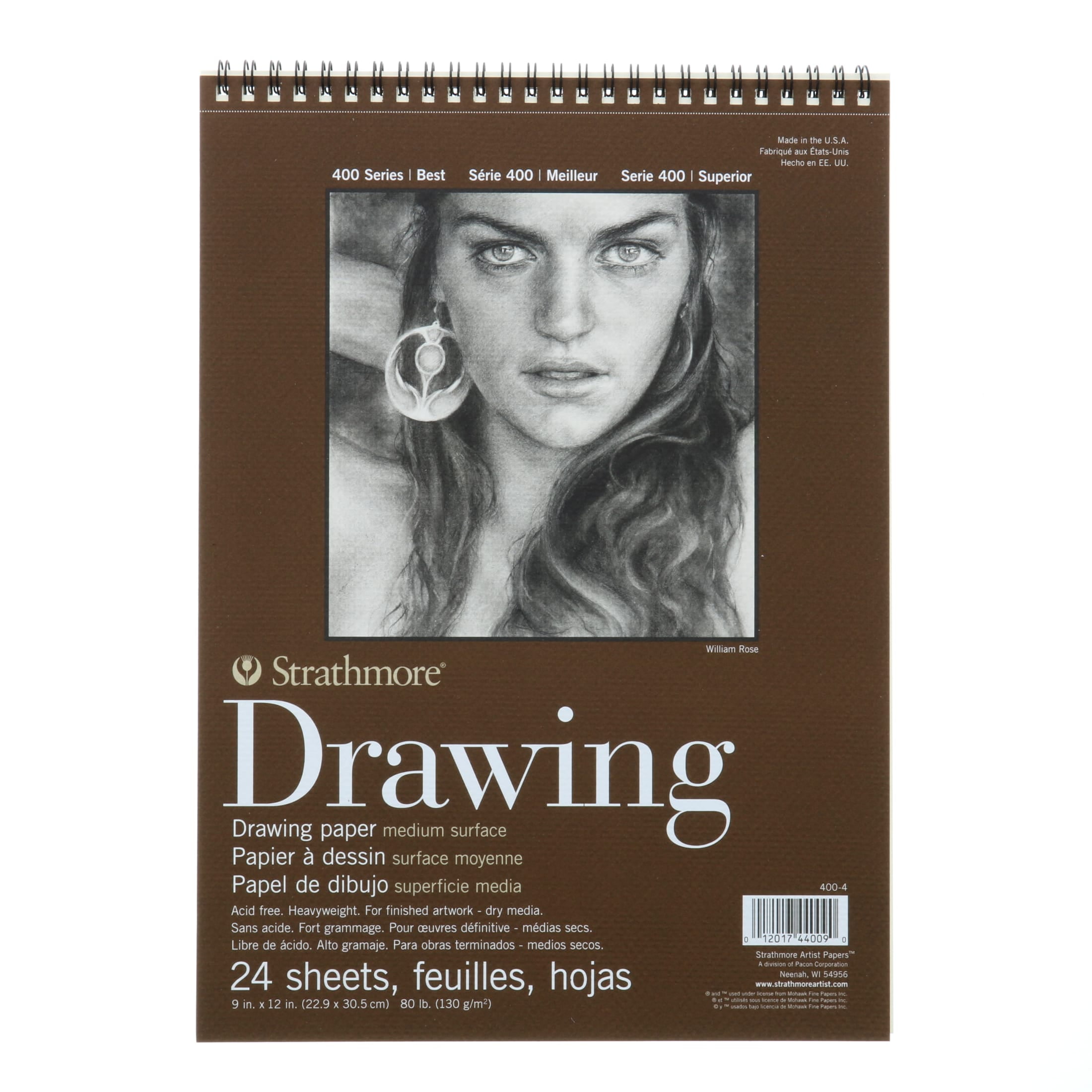 Strathmore Drawing Paper Pad, 400 Series, 24 Sheets, Spiral-Bound ...
