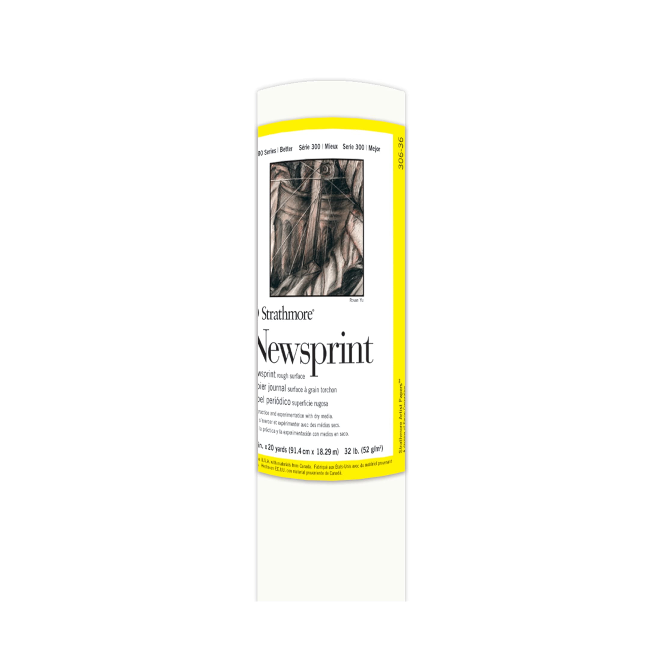 Strathmore Fine Art Paper Roll, 300 Series, Rough Newsprint, 36 in x 20 ...